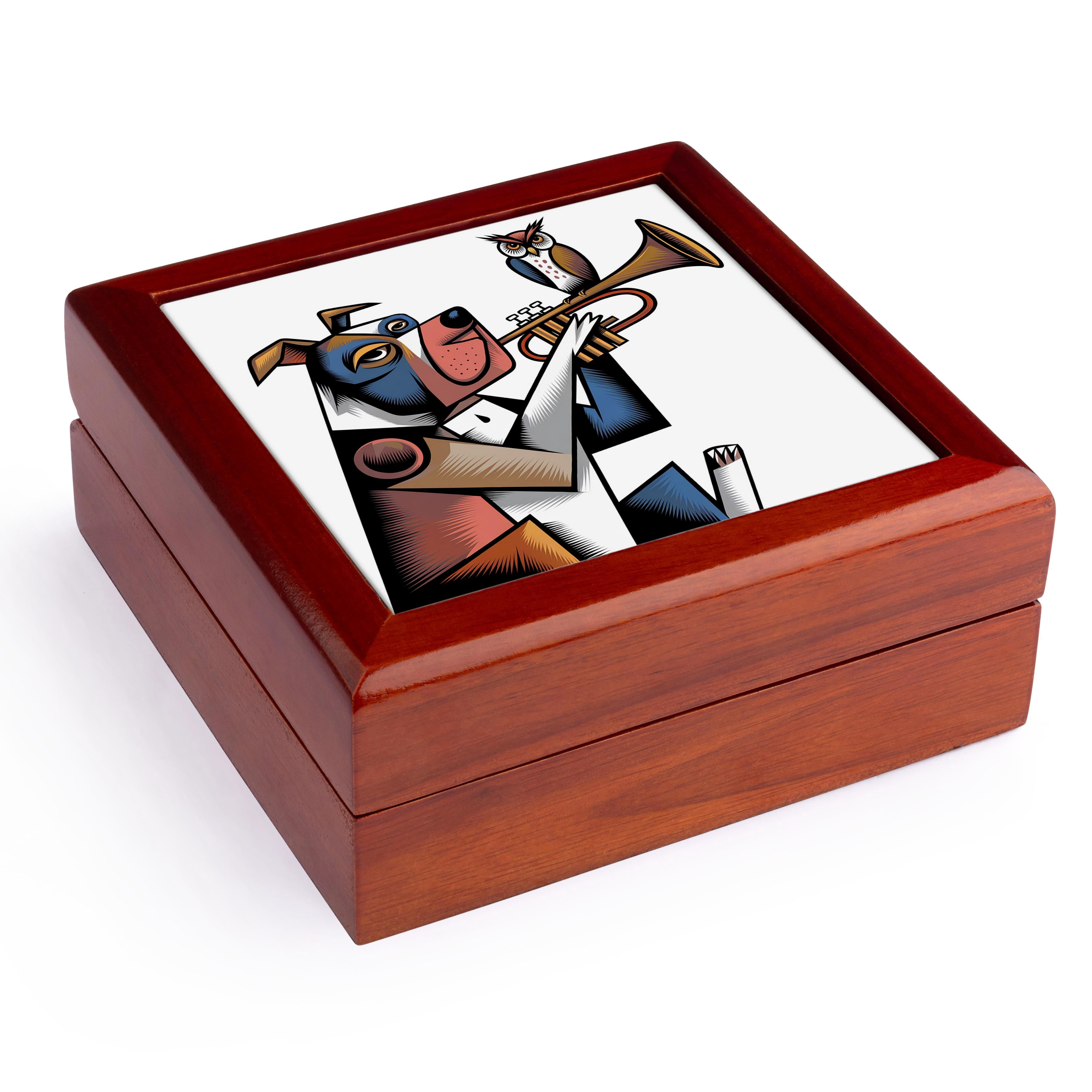 3dRose, Funny Cool Pitbull Rescue Dog Playing Trumpet Music and Owl ...