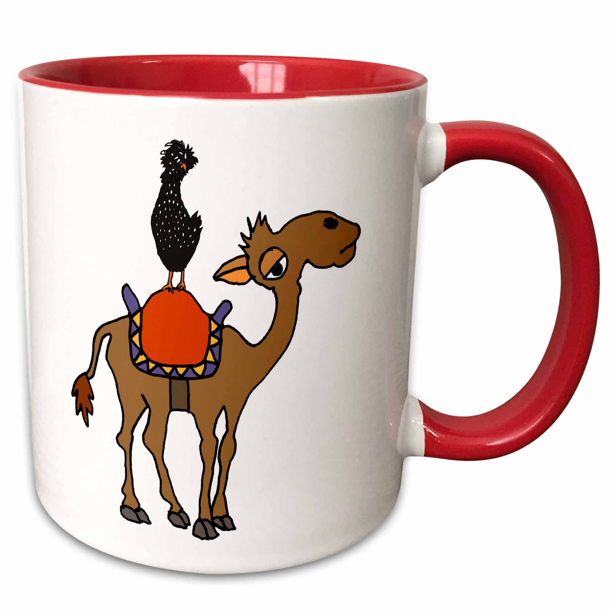 3drose, Funny Cool Polish Chicken Riding Camel Cartoon, 15oz Two-tone ...