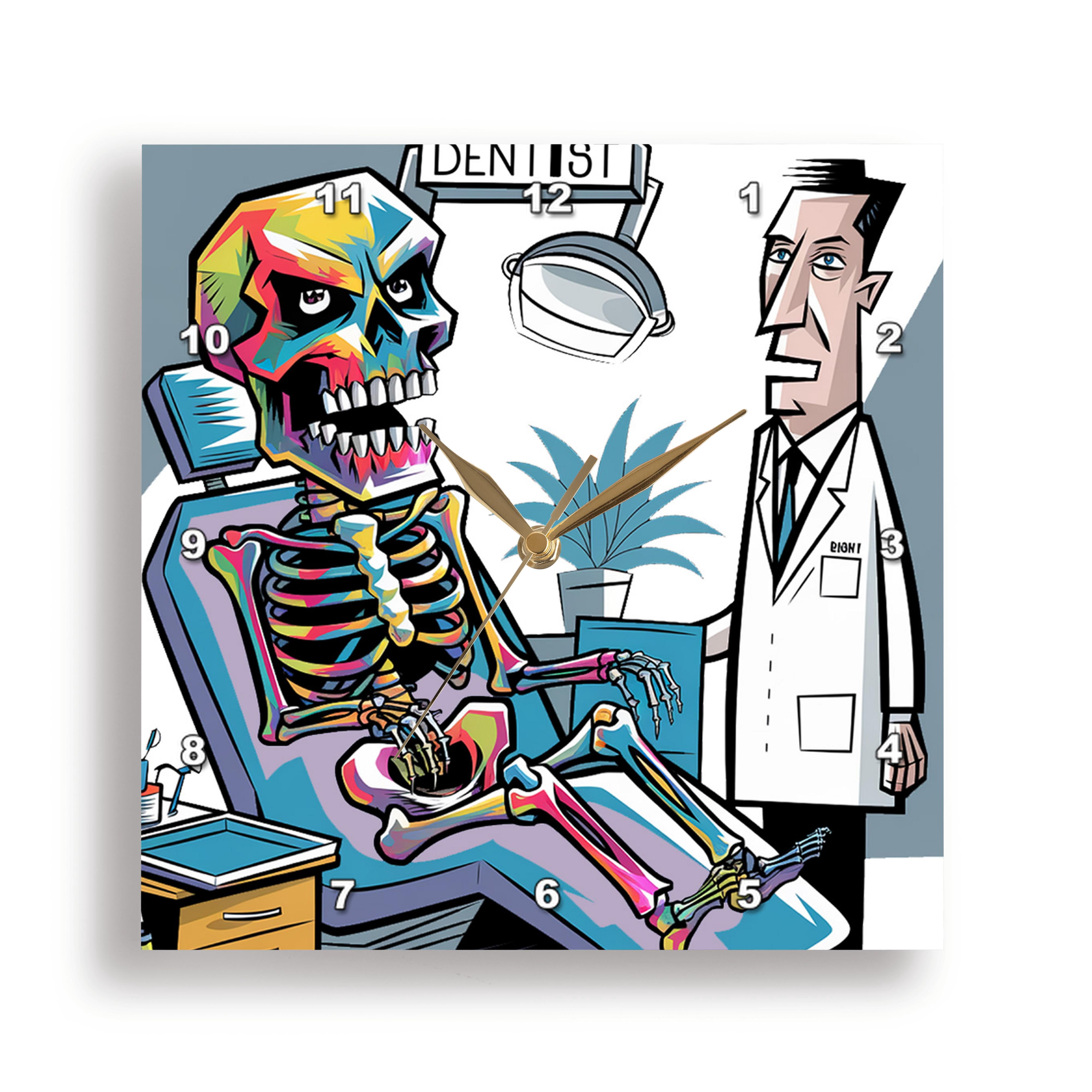 3dRose, Funny Cool Skeleton at the Dentist Dental Satire Abstract ...
