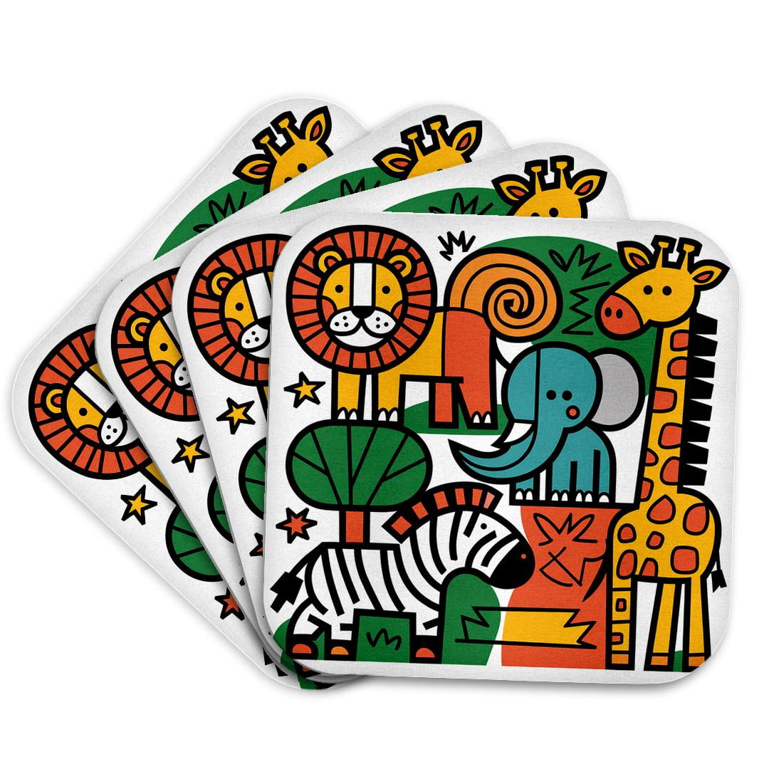 3dRose, Funny Cool Zebra, Lion, Giraffe, Elephant Jungle Animal ...