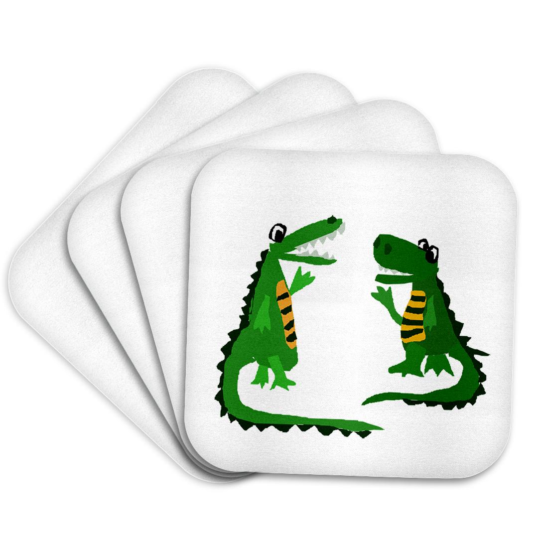 3dRose, Funny Crocodile Talking to Alligator, Set of 4 Coasters - Soft ...