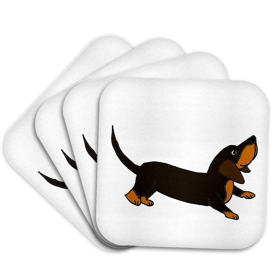 3dRose, Funny Crouching Dachshund Puppy Dog Ready to Play, Set of 4 ...