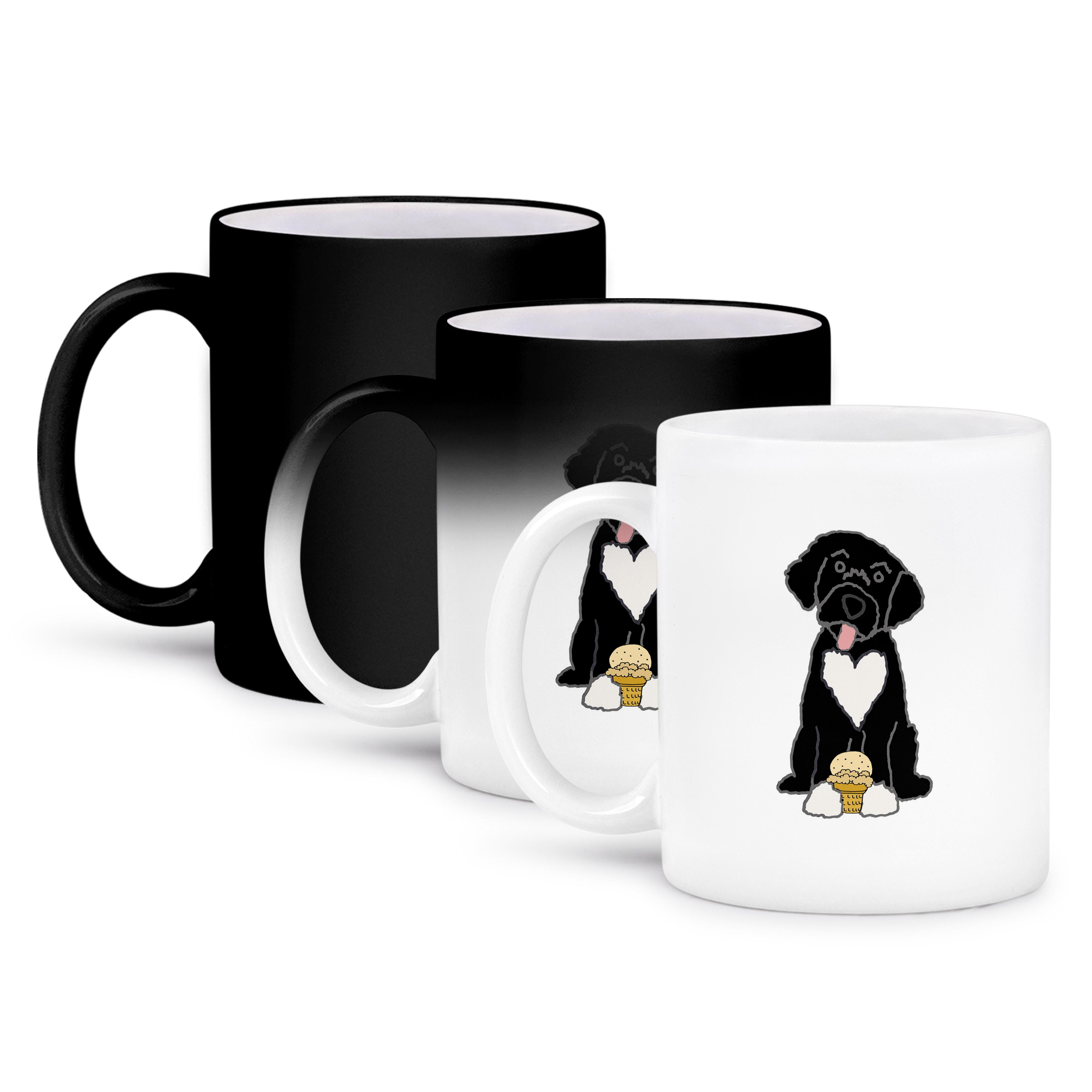 3dRose, Funny Cute Black Portuguese Water Dog eating Ice Cream Cone ...