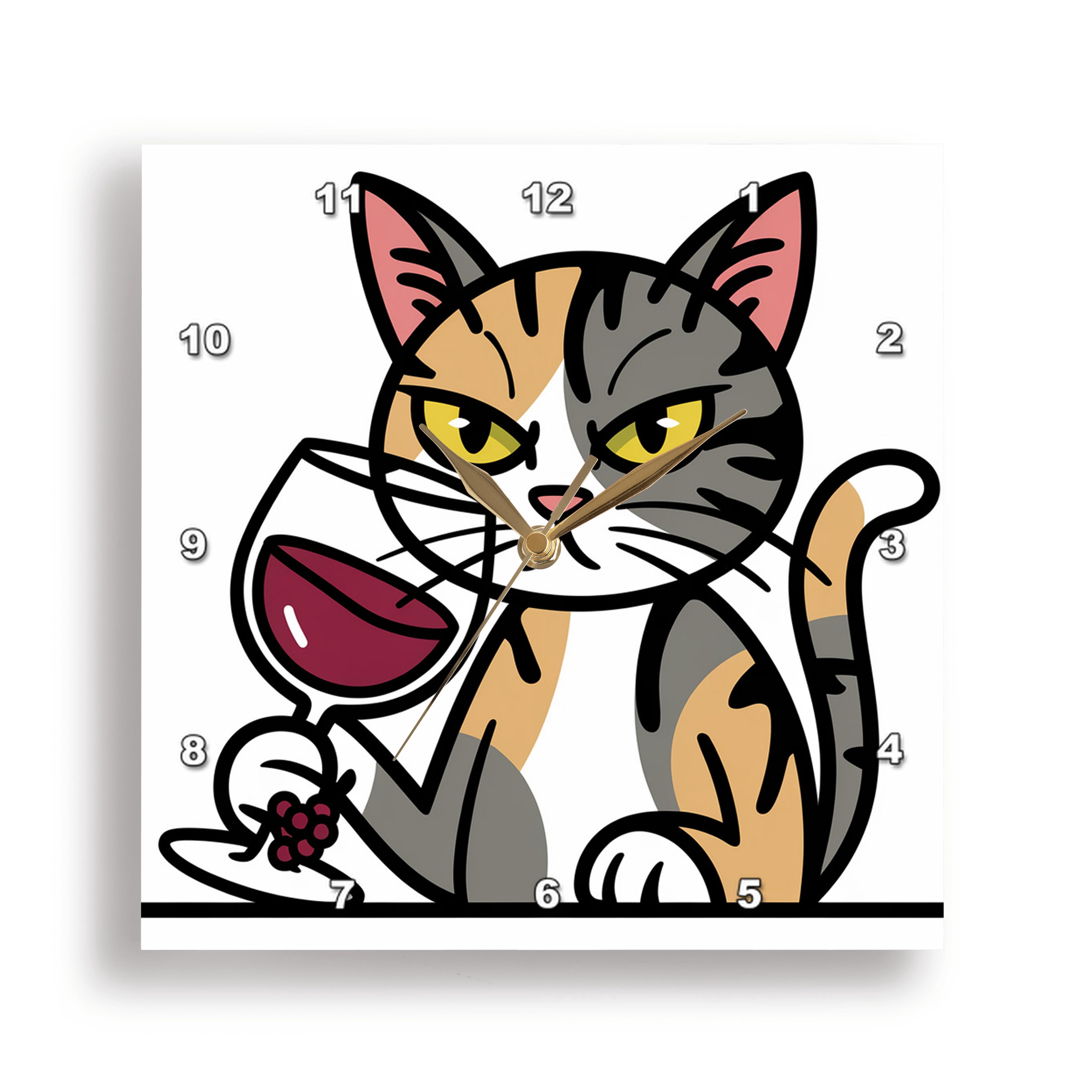 3dRose, Funny Cute Cool Colorful Abstract Calico Kitty Cat Drinking Red ...