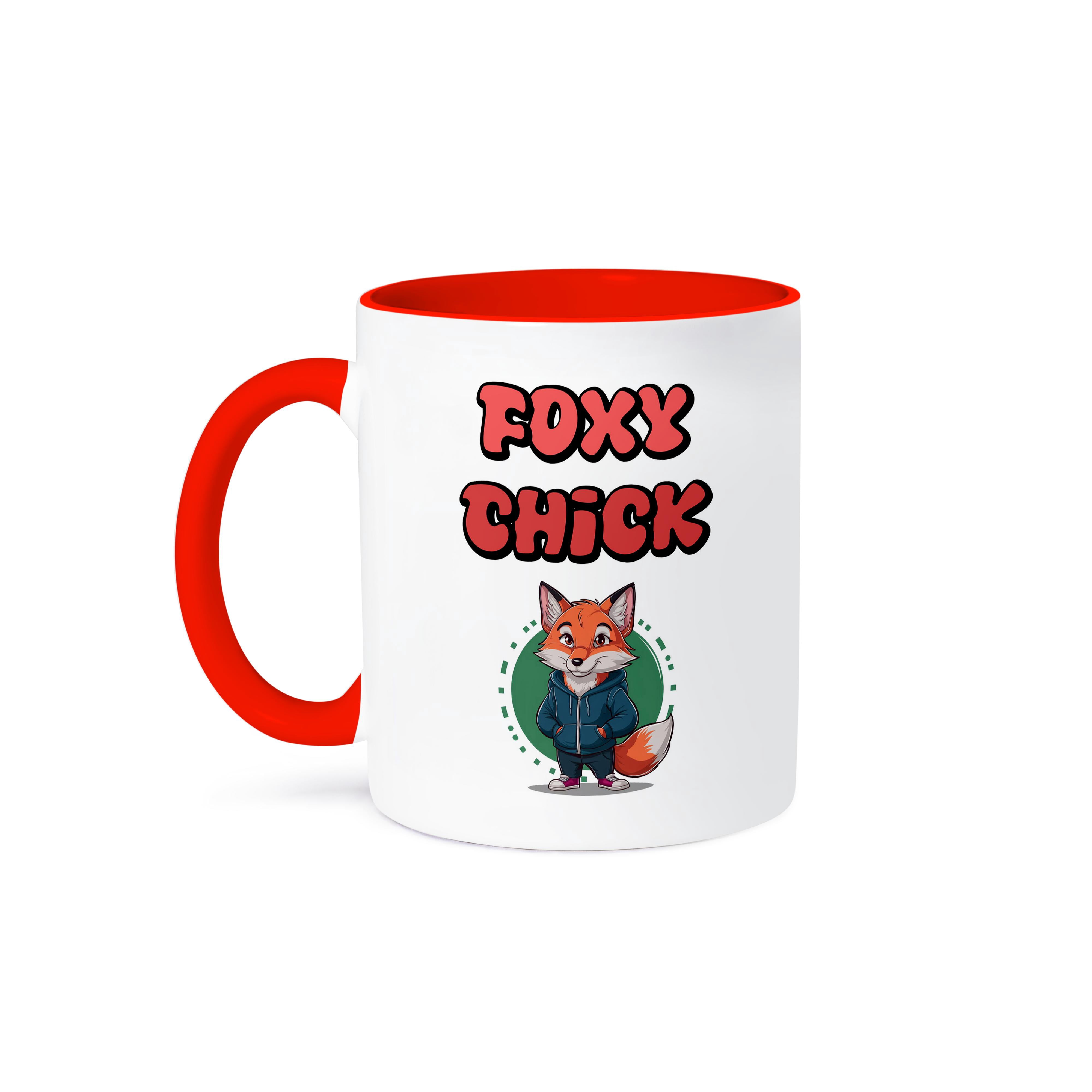 3dRose, Funny Cute Cool Foxy Chick Red Fox Design, 15oz Two-Tone Red ...