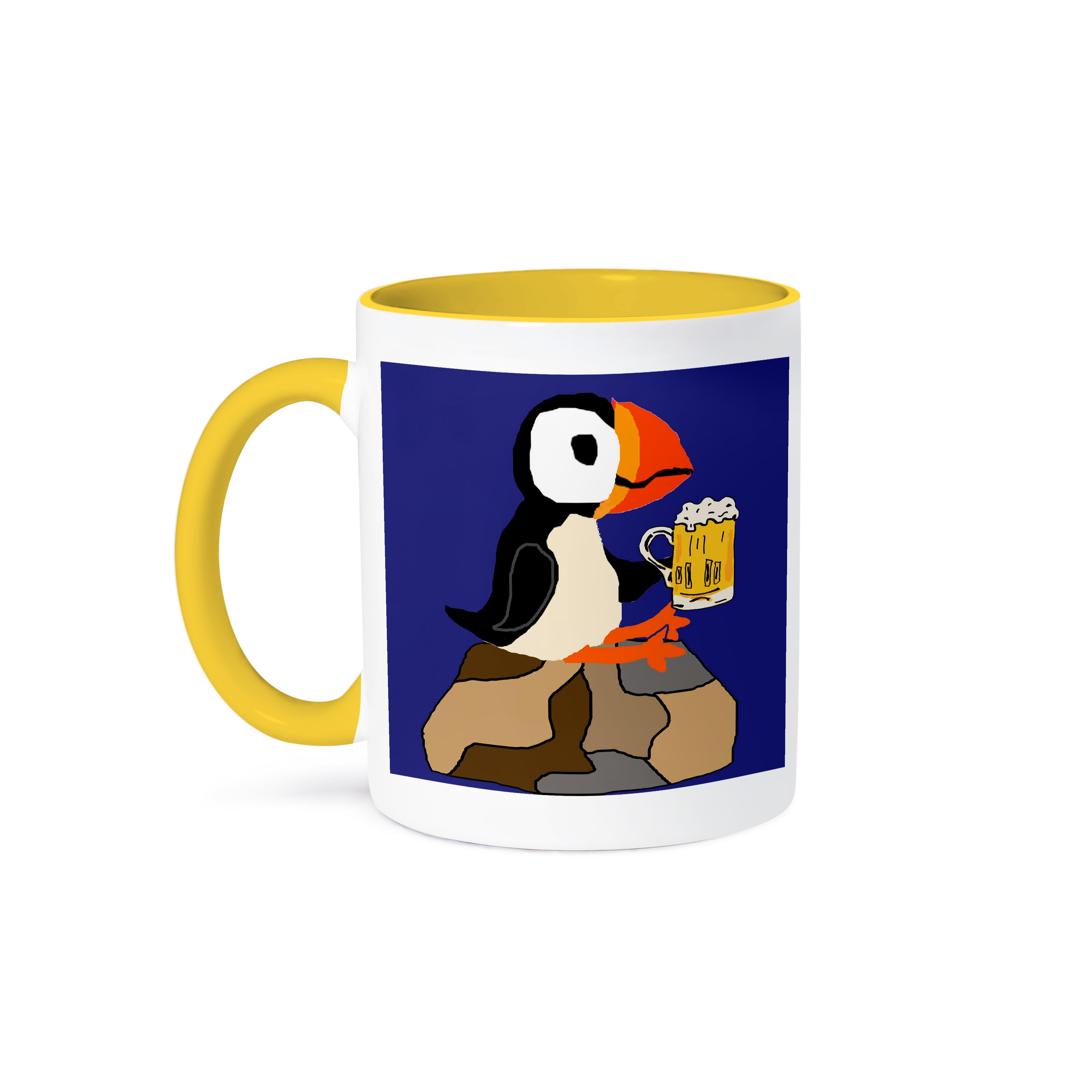 3dRose, Funny Cute Cool Puffin Bird Drinking Beer Primitive Art, 11oz ...