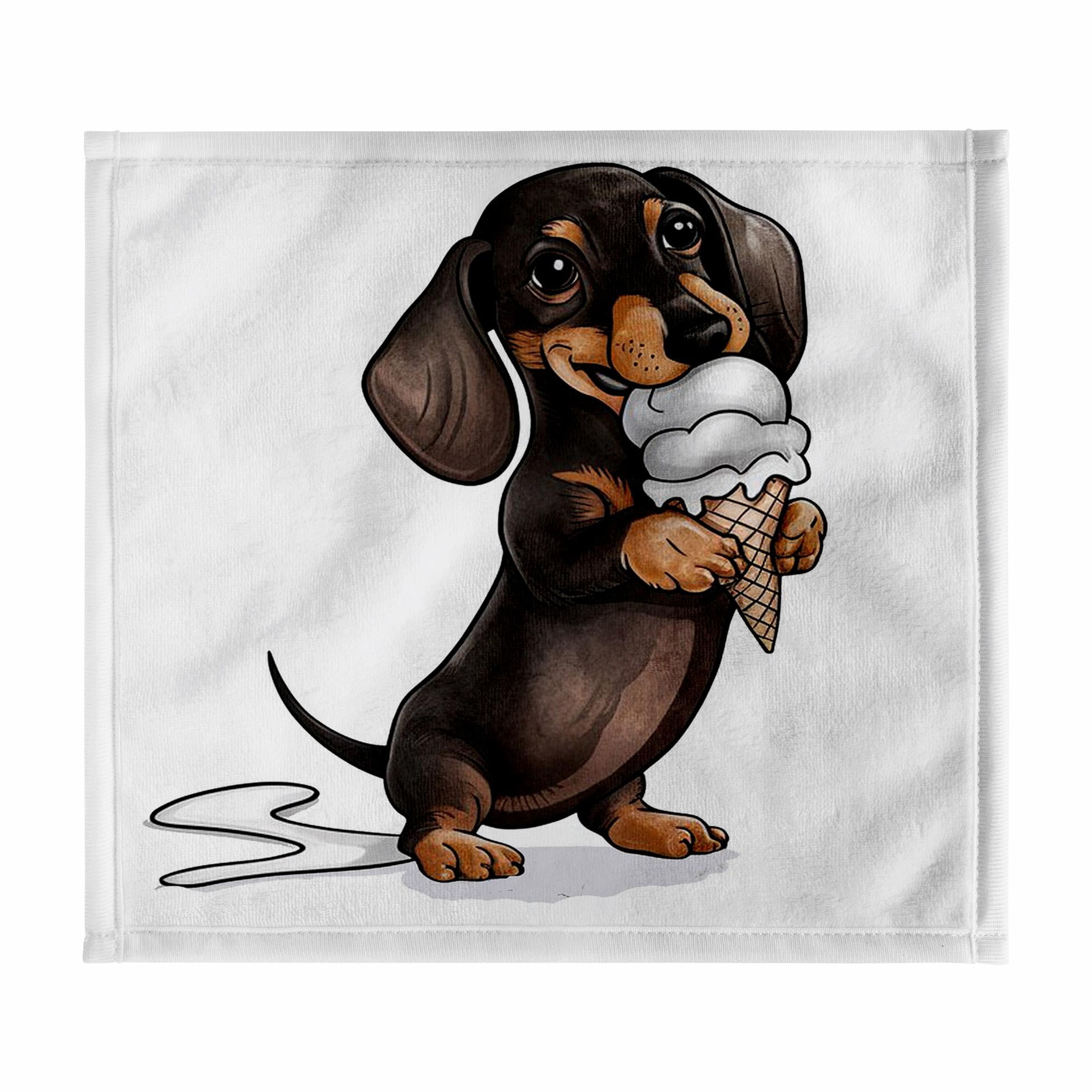 3dRose, Funny Cute Dachshund Wiener Dog eating Ice Cream Cone, 11x12 ...