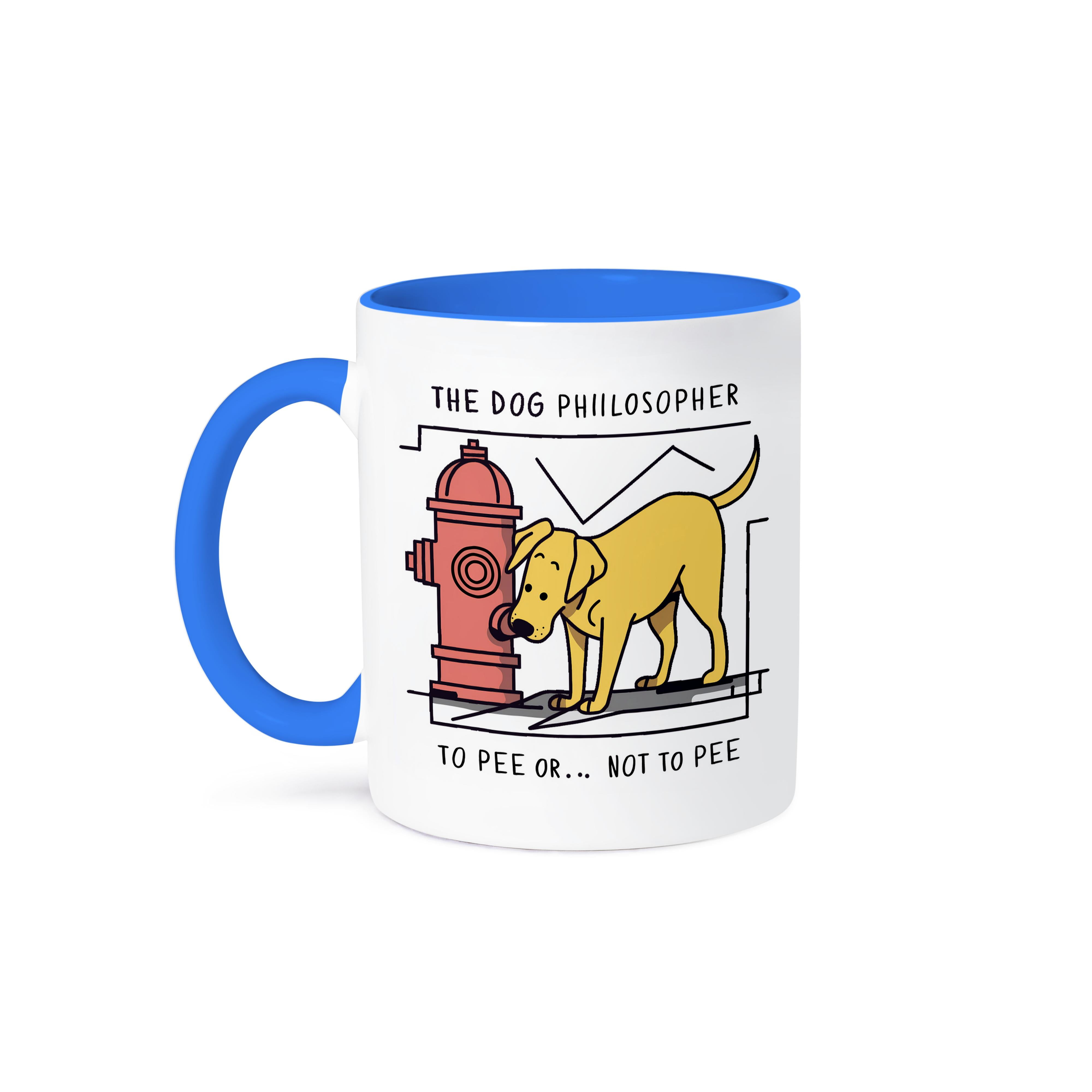 3dRose, Funny Cute Dog Sniffing Fire Hydrant Dog Philosopher Satire ...