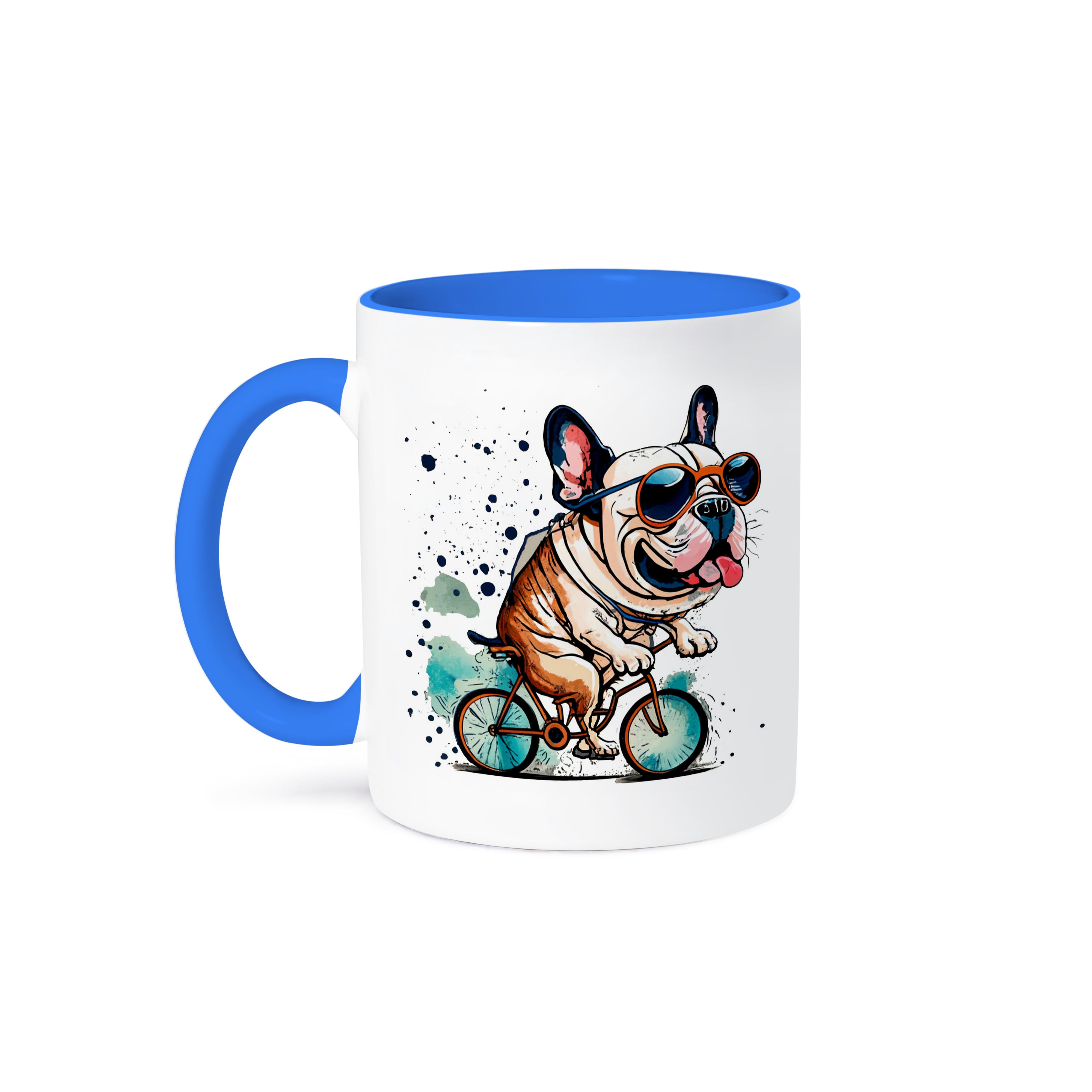3dRose, Funny Cute French Bulldog Dog Riding Bicycle Bike Design, 15oz ...