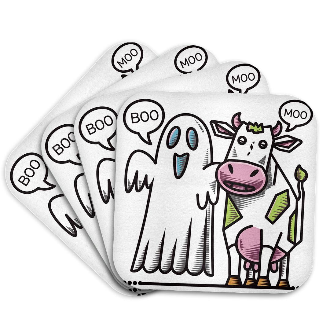 3dRose, Funny Cute Ghost says Boo and Cow says Moo Pun Animal Satire ...