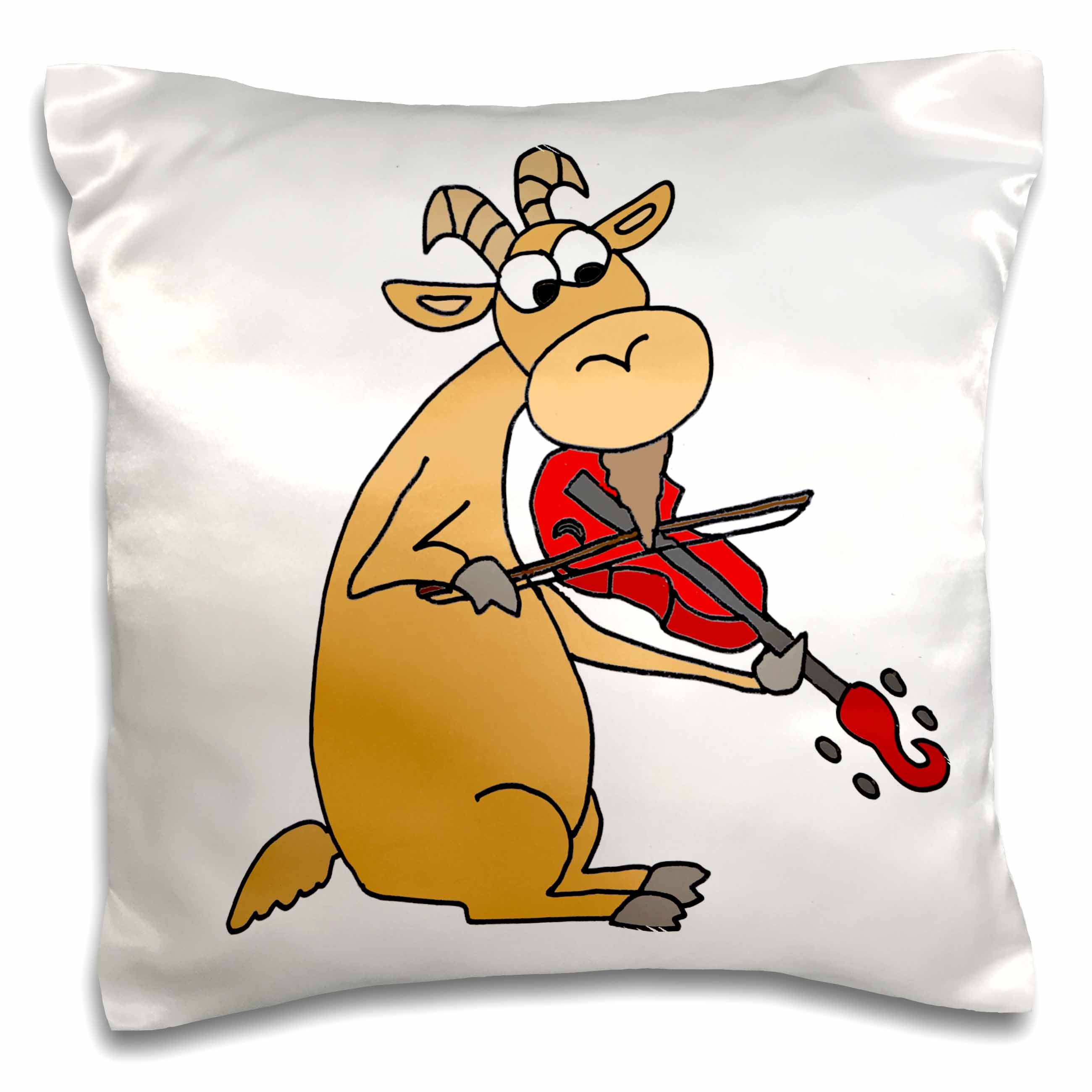 3drose, Funny Cute Goat Playing the Fiddle or Violin, 16x16 inch Pillow ...