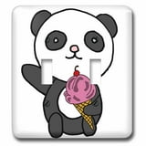 3dRose, Funny Cute Kawaii Panda Bear eating Ice Cream Cone Cartoon ...