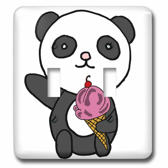 3dRose, Funny Cute Kawaii Panda Bear eating Ice Cream Cone Cartoon ...