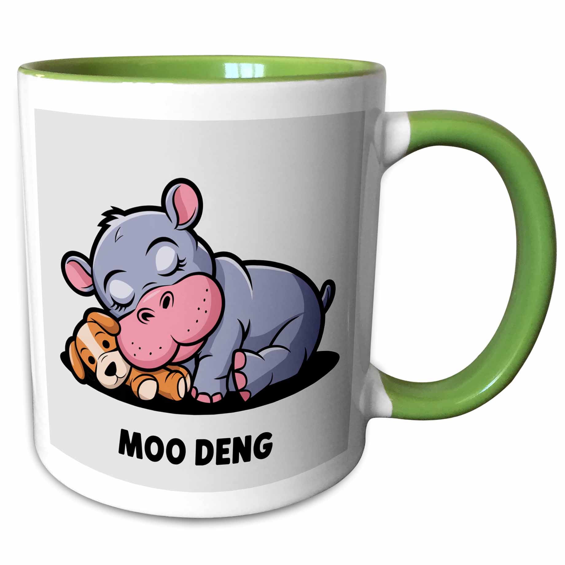 3drose, Funny Cute Moo Deng Baby Pygmy Hippo Sleeping with Stuffed Dog ...