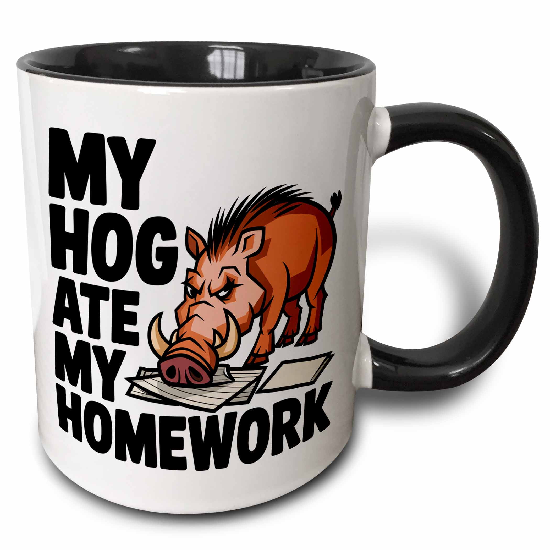 3drose, Funny Cute My Hog Ate My Homework Pun Cartoon for Students ...