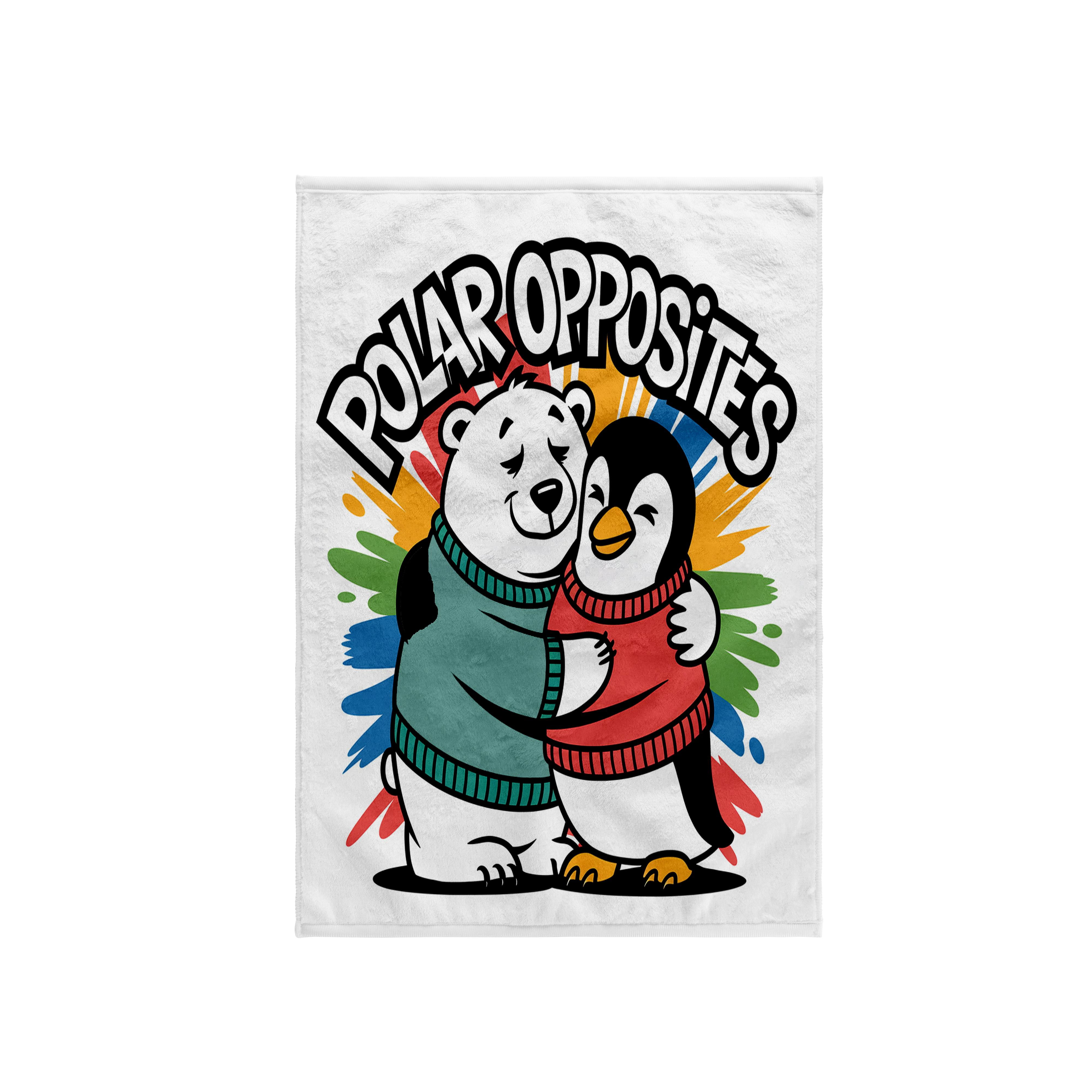 3dRose, Funny Cute Polar Bear Higging Penguin Polar Opposites Love ...