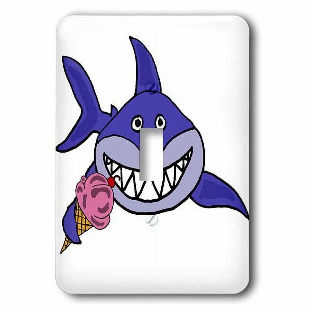 3dRose Funny Cute Shark Eating Ice Cream Cone for the Beach Socket ...
