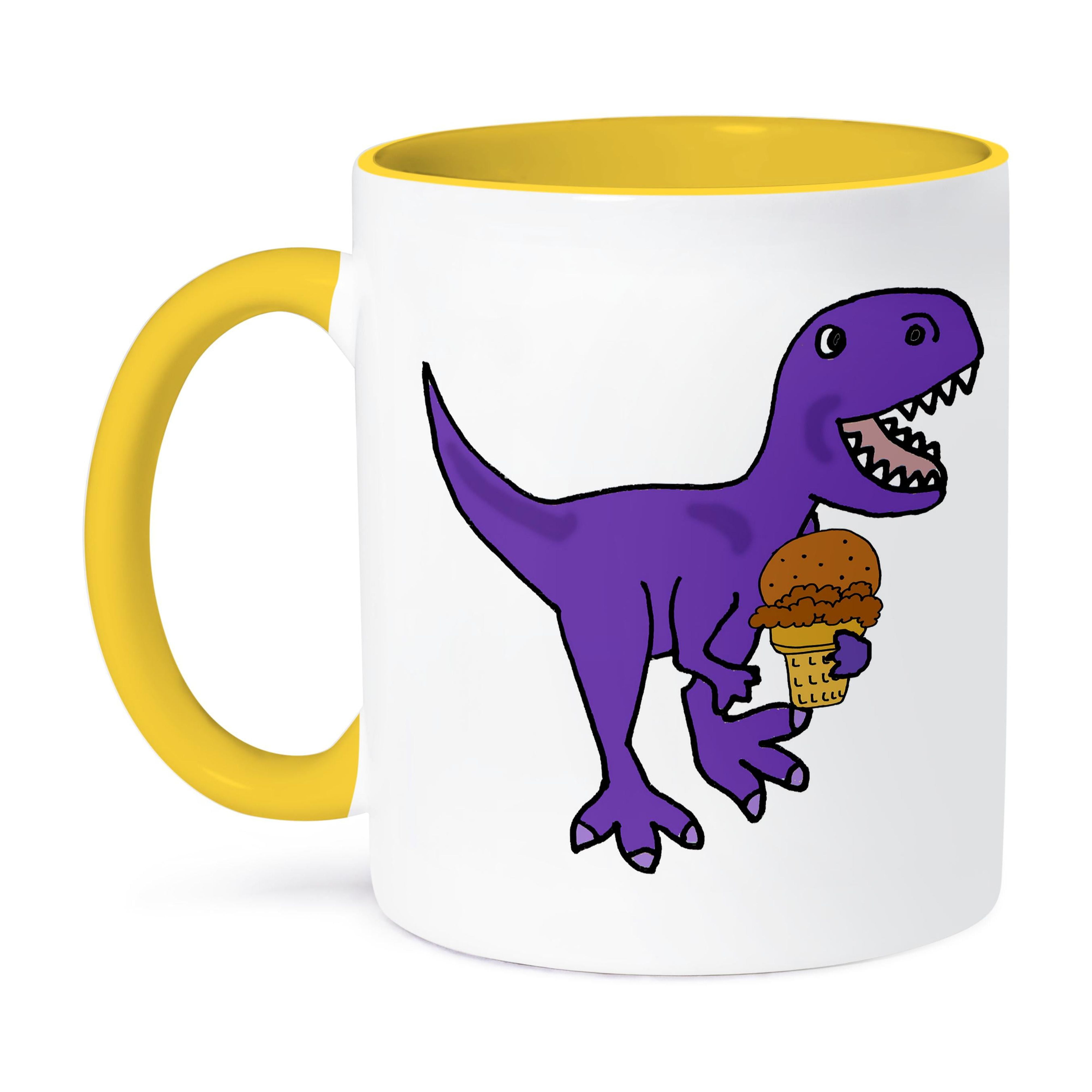 3dRose, Funny Cute T-Rex Dinosaur Eating Chocolate Ice Cream Cone, 11oz ...