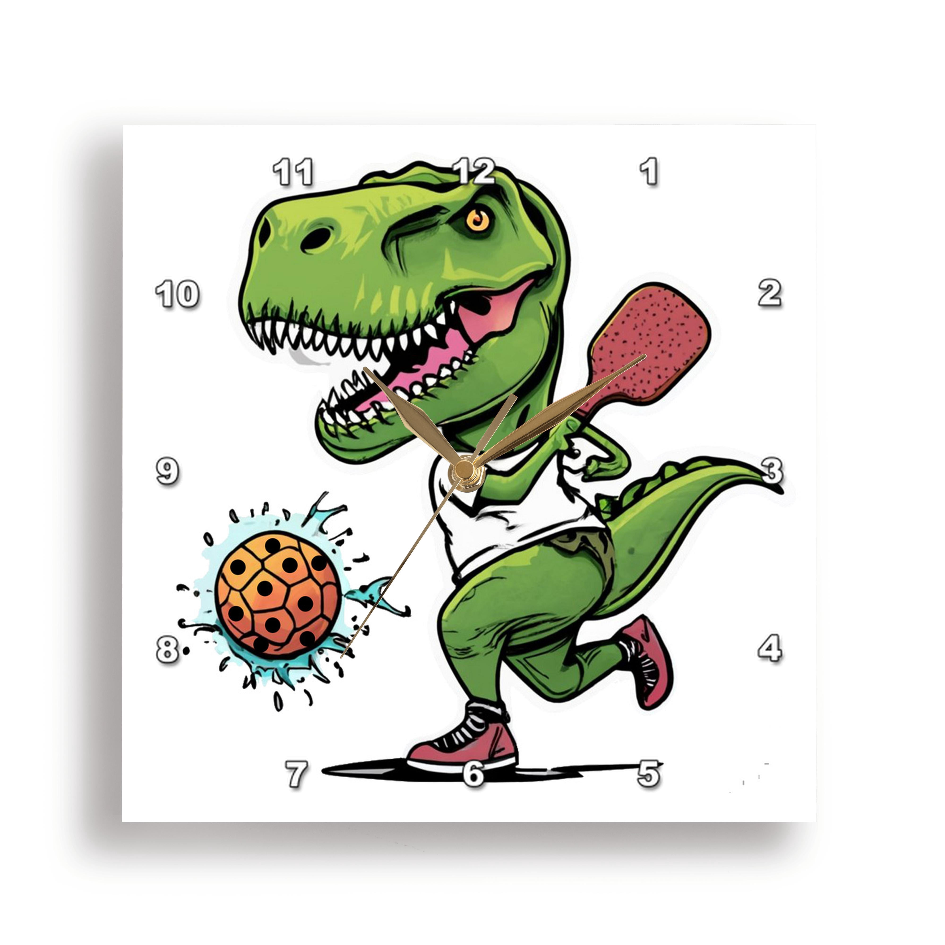 3dRose, Funny Cute T-rex Dinosaur Playing Pickleball Sports Cartoon ...