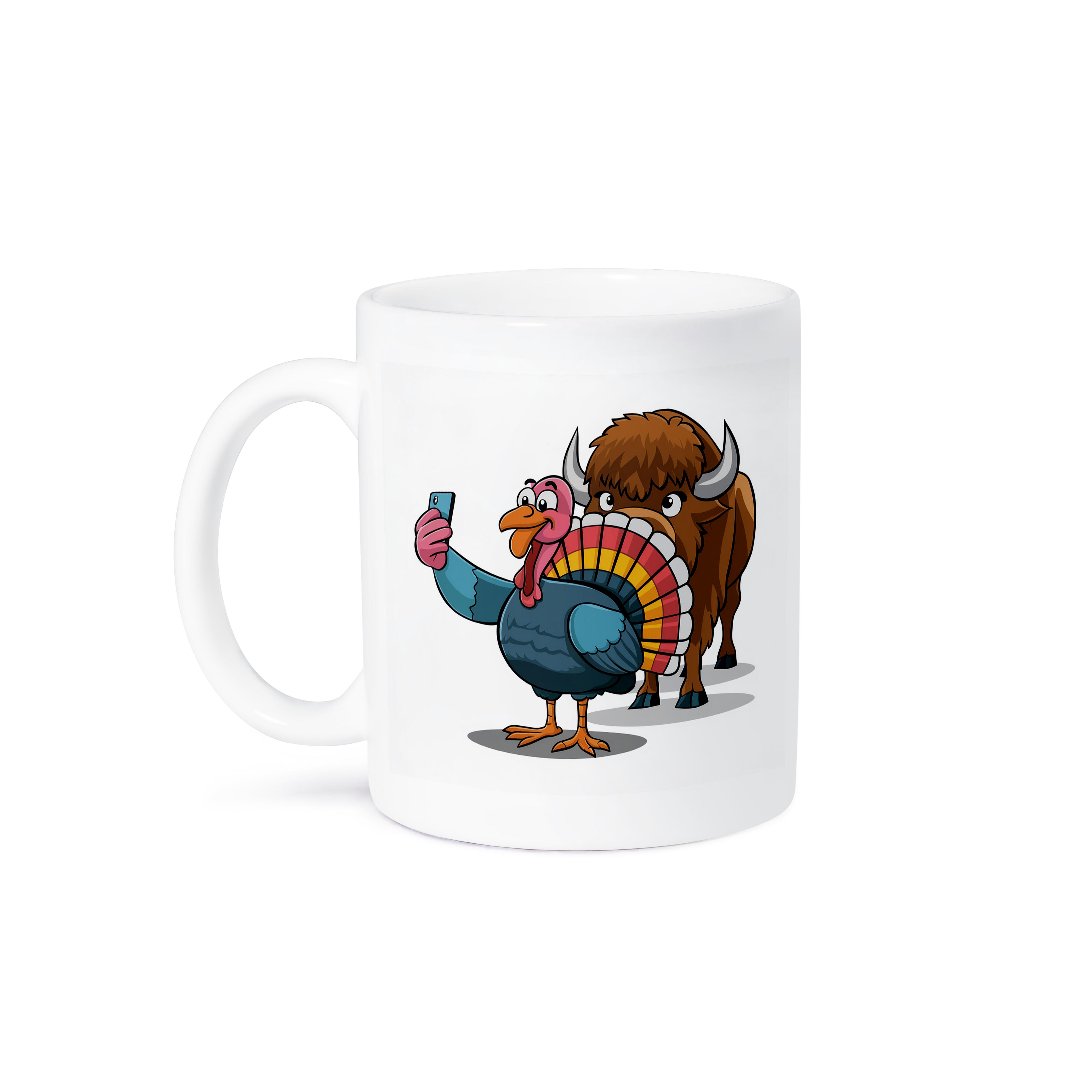 3dRose, Funny Foolish Turkey Tourist Taking Selfie with Angry Bison ...