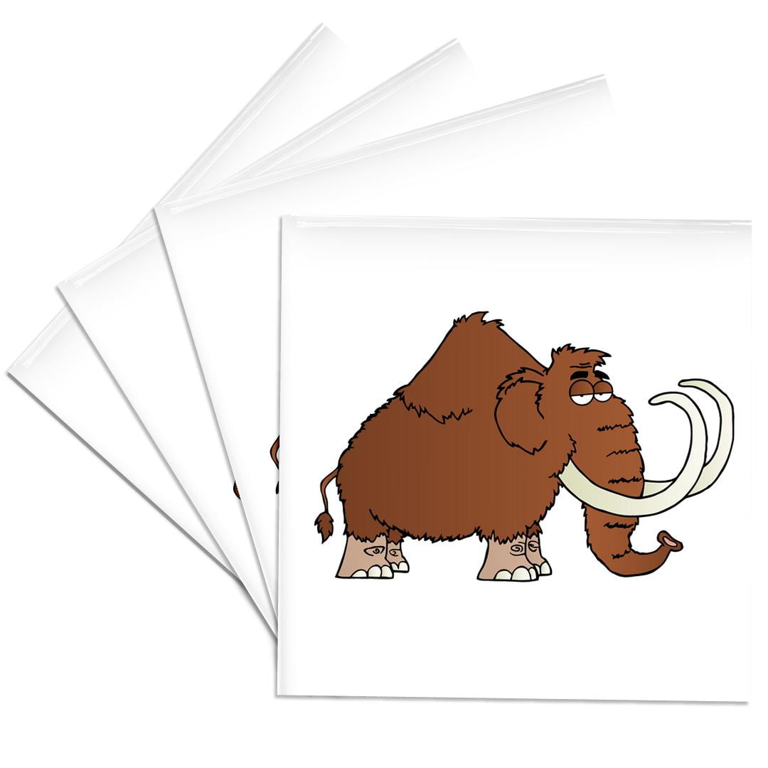 3dRose, Funny Goofy Wooly Wooly Mammoth Animal Cartoon, Set of 4 ...