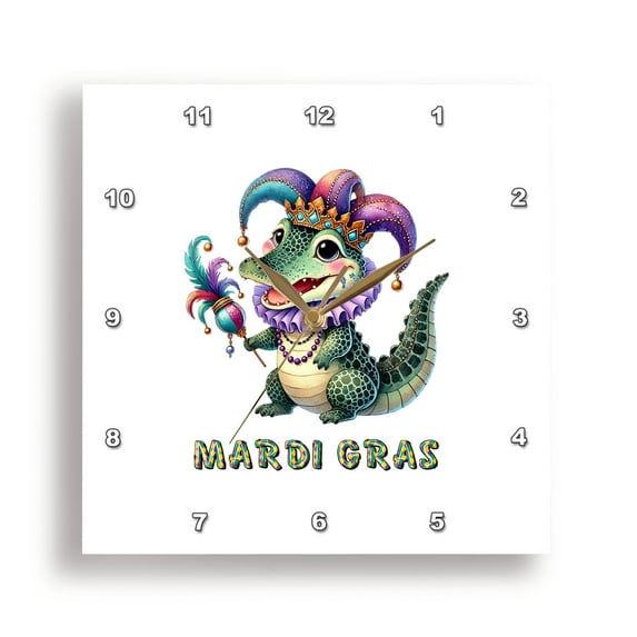 3dRose, Funny Mardi Gras crocodile with a baton and in fools hat nice ...