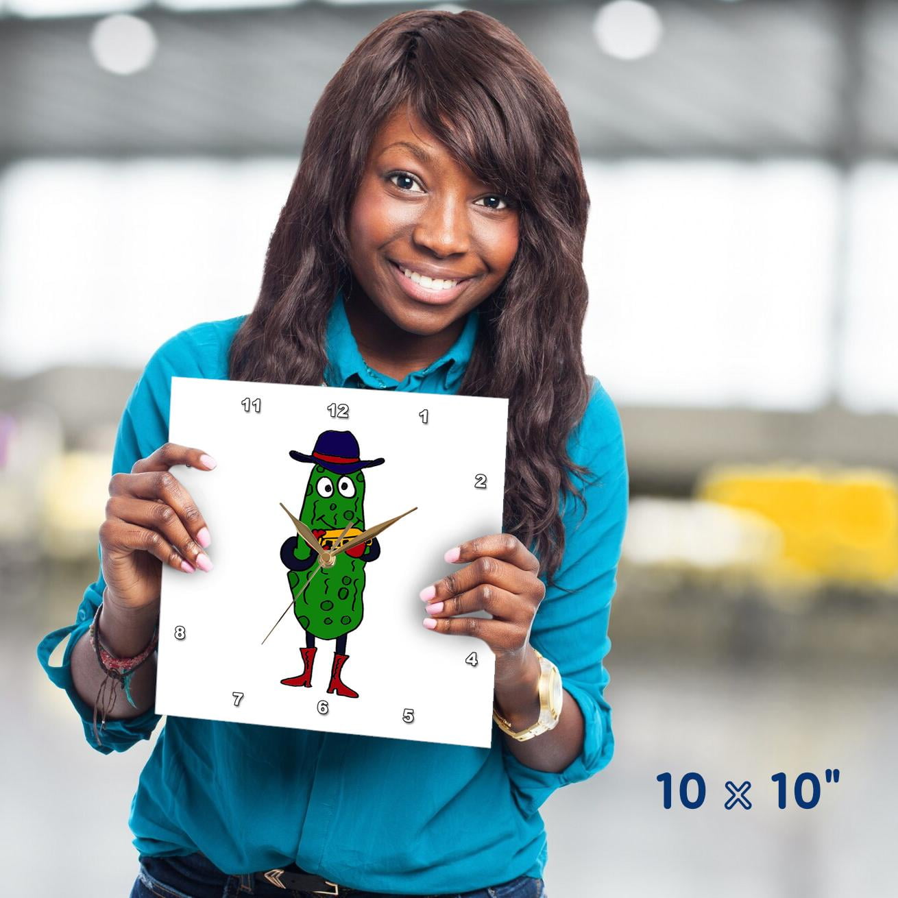 3dRose, Funny Pickle Playing the Harmonica, 10x10 Wall Clock - Walmart.com