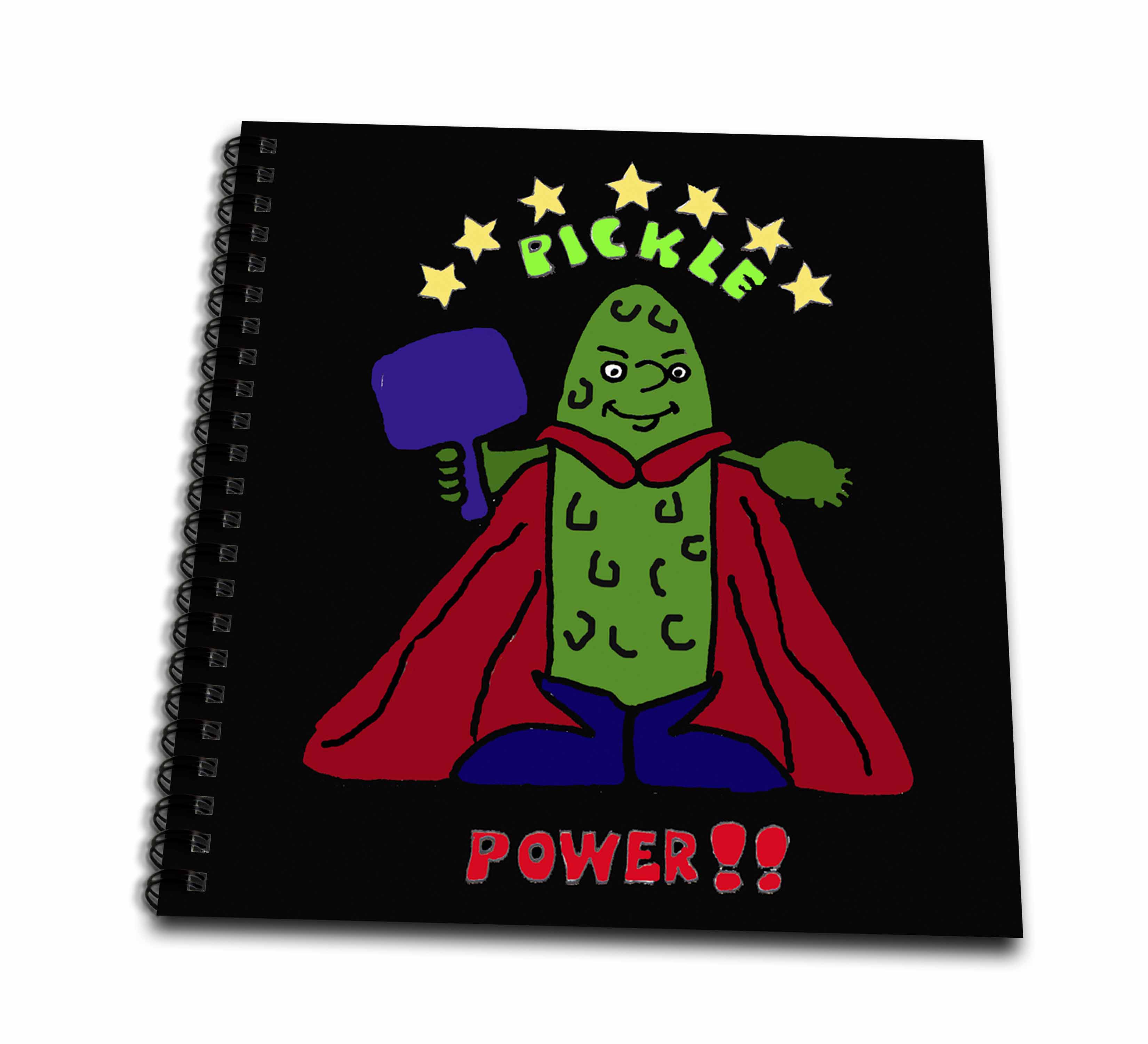 3dRose Funny Pickleball Super Hero Cartoon Pickle - Drawing Book, 8 by ...