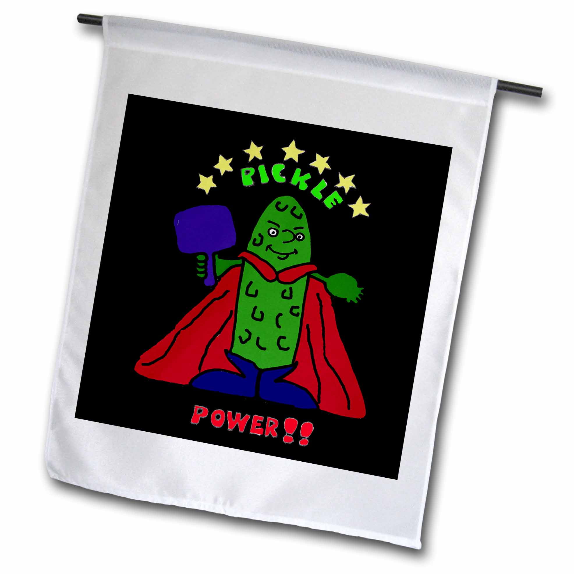 3dRose Funny Pickleball Super Hero Cartoon Pickle - Garden Flag, 12 by ...