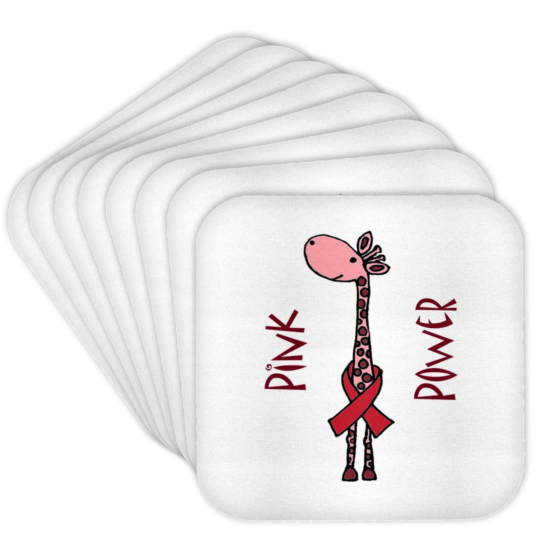 3dRose, Funny Pink Giraffe Pink Power Support for Breast Cancer, Set of ...