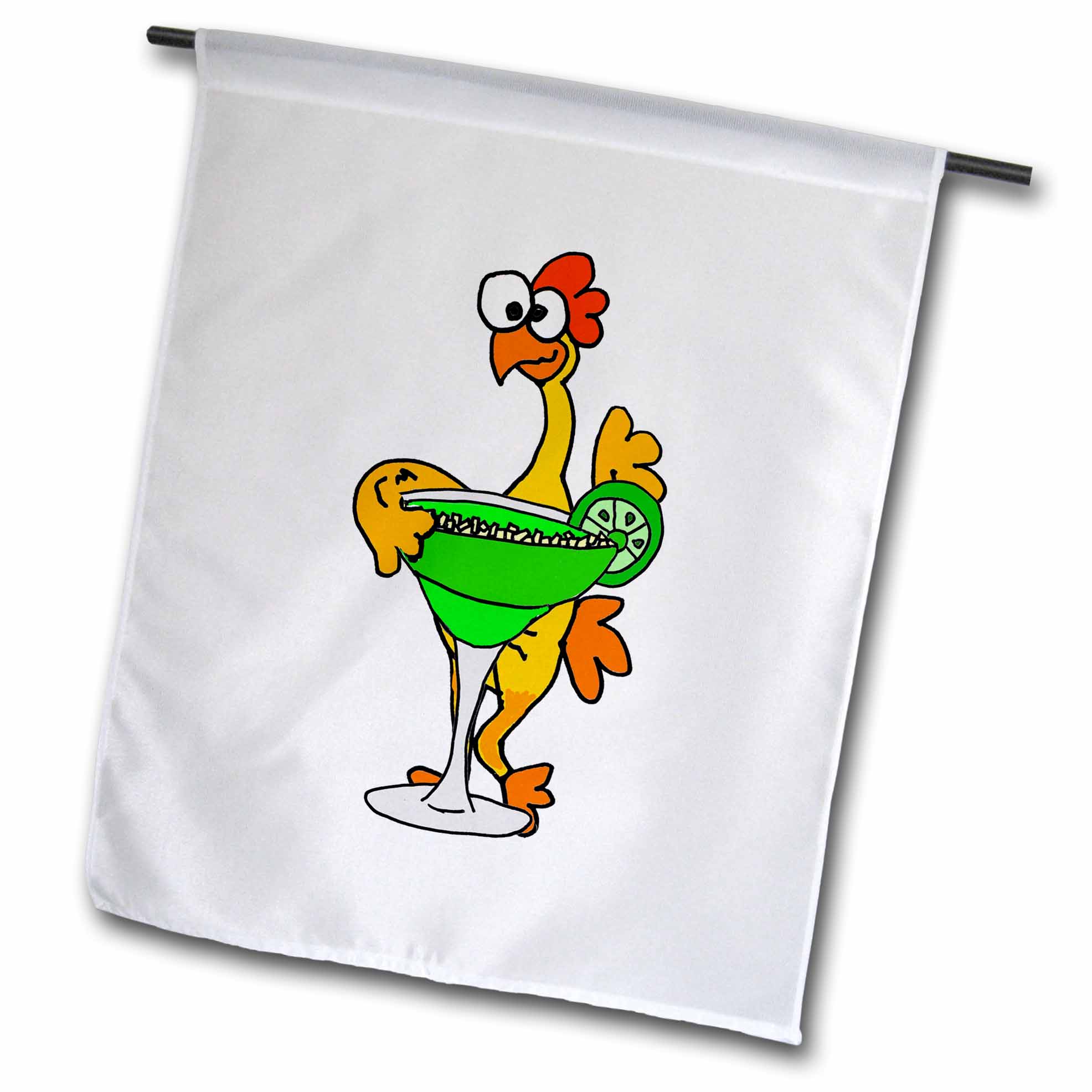 3dRose Funny Silly Rubber Chicken Drinking Lime Margarita - Garden Flag ...