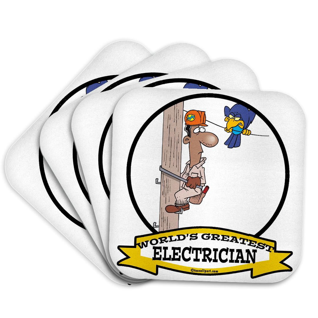 3dRose, Funny Worlds Greatest Electrician III Cartoon, Set of 4 ...