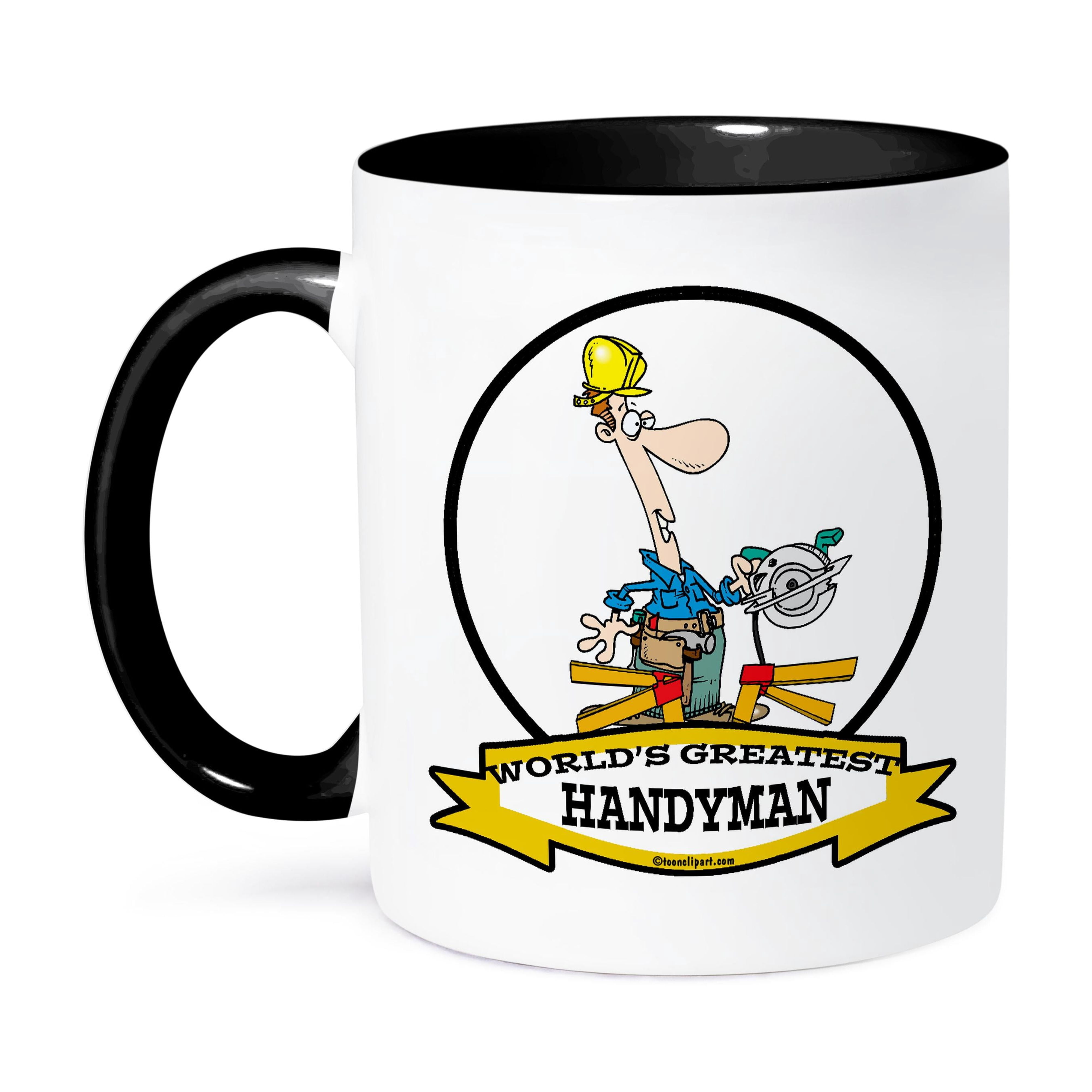3dRose, Funny Worlds Greatest Handyman II Cartoon, 11oz Two-Tone Black ...