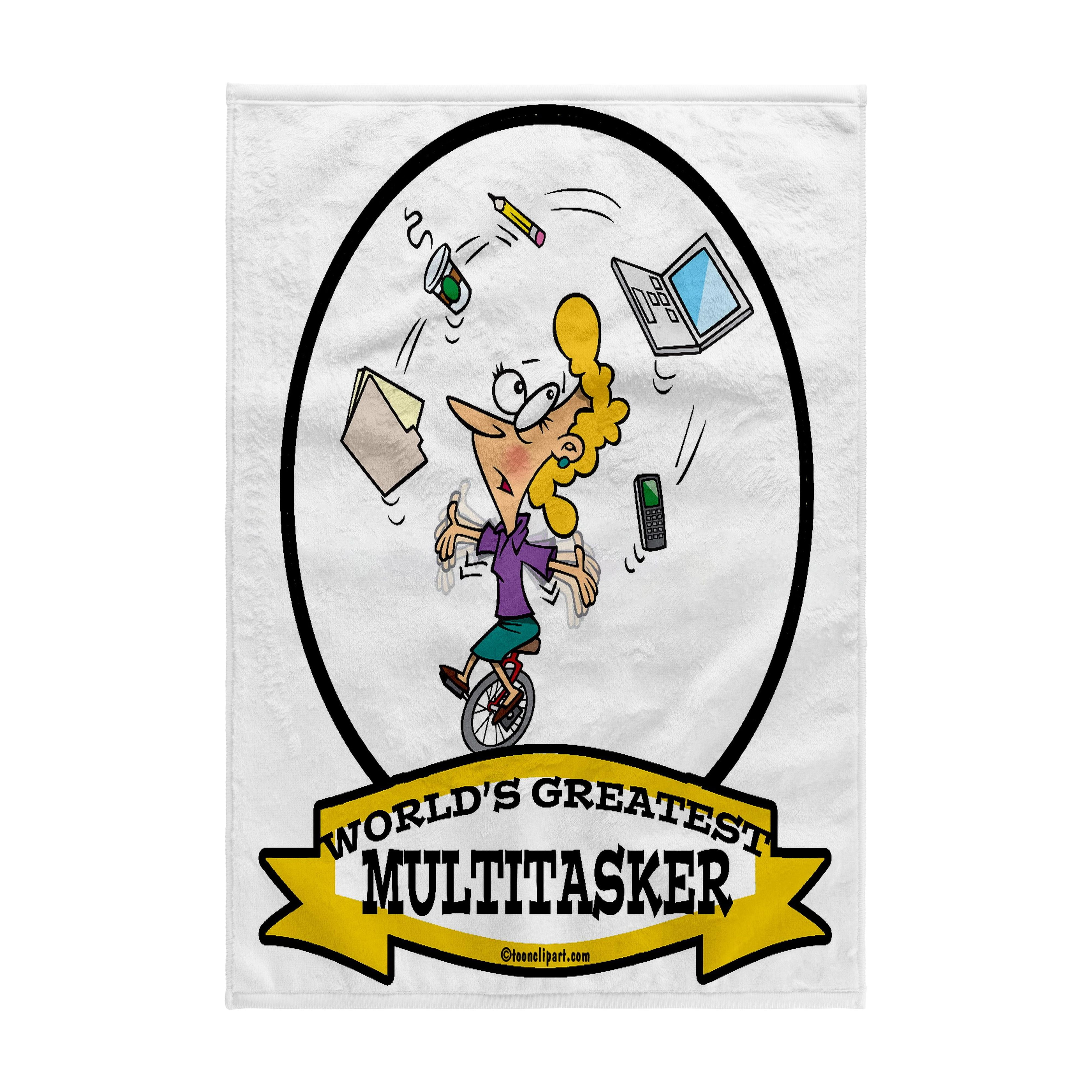 3dRose, Funny Worlds Greatest Multi-Tasker Cartoon, 15x22 Hand Towel ...