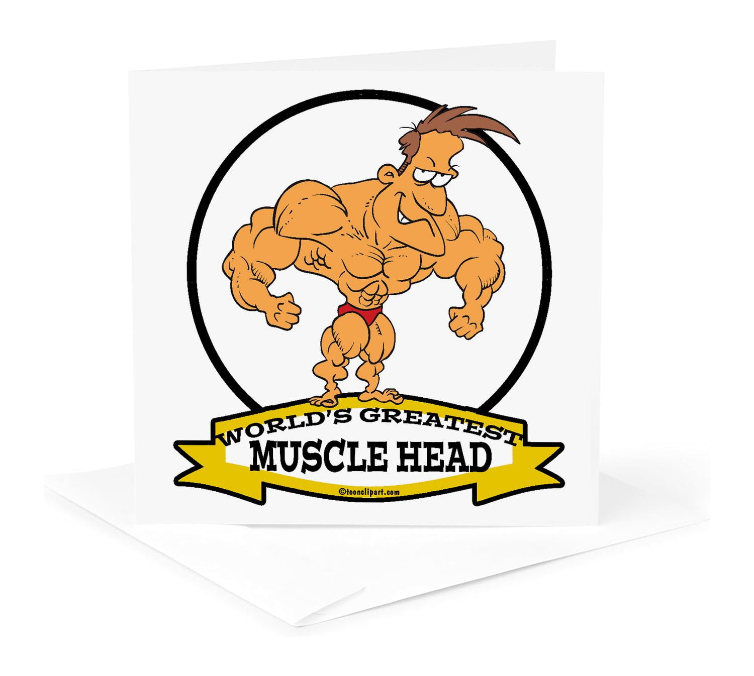3drose, Funny Worlds Greatest Muscle Head Men Cartoon, 1 Greeting Card ...