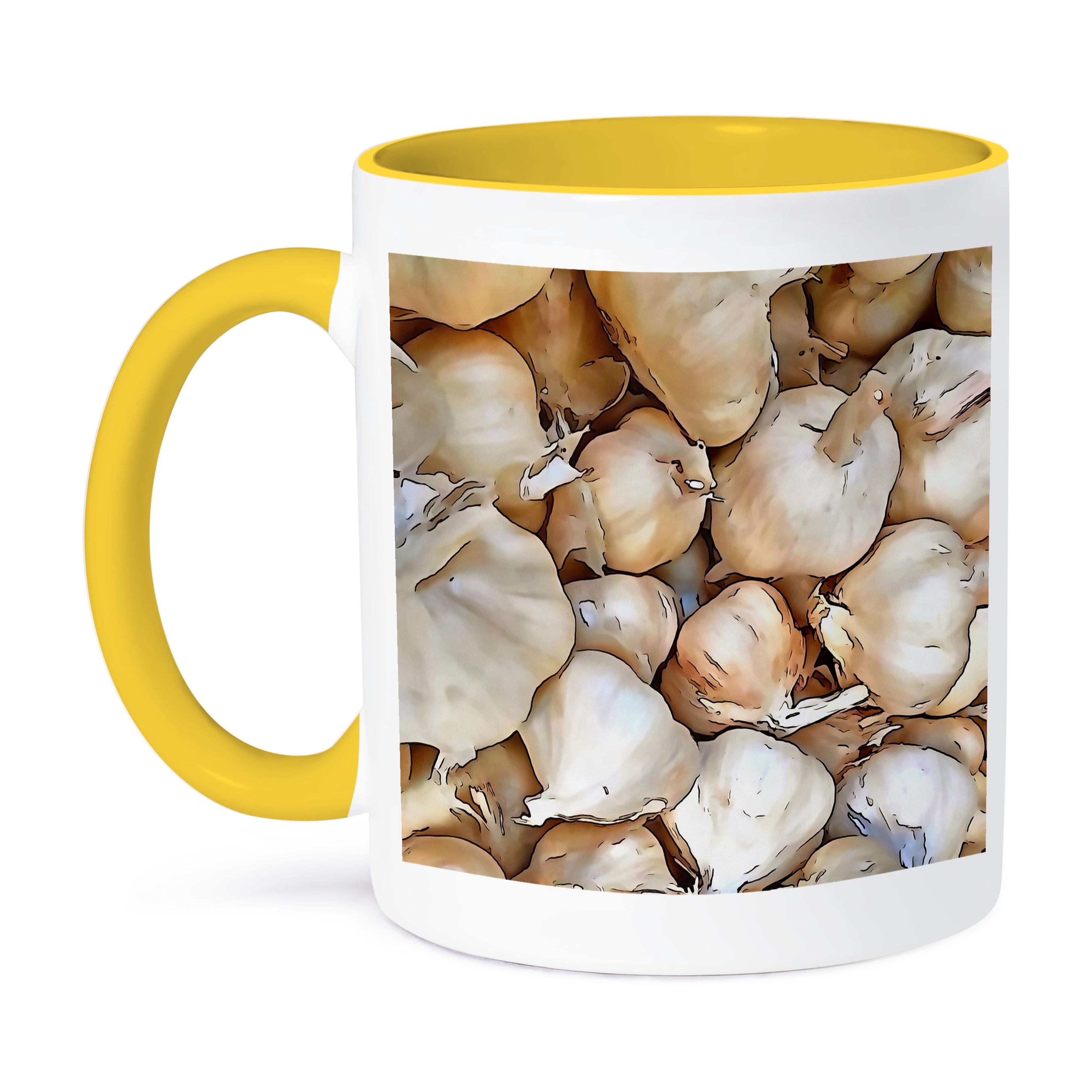 3dRose, Garlic bulbs piled and painted with a black outline cartoon ...