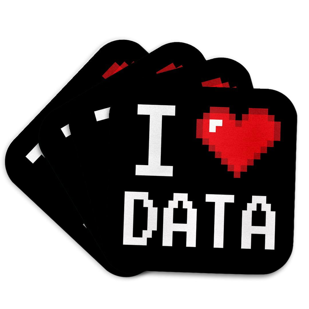 3dRose, Geeky Old School Pixelated Pixels 8-Bit I Heart I Love Data ...