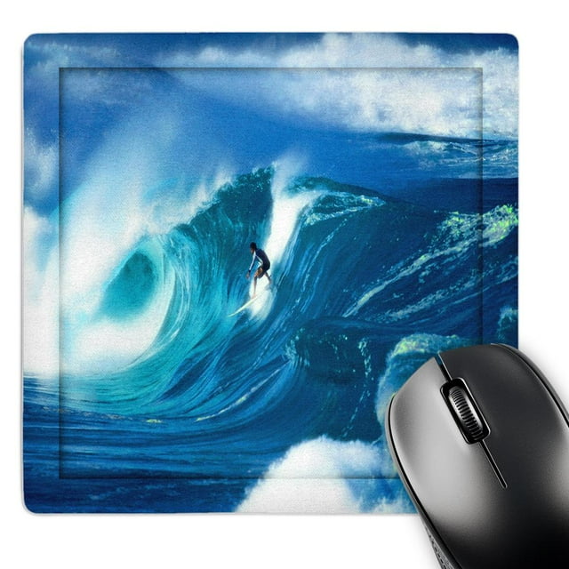 3dRose, Giant surfing wave and surfer in brilliant blues and white foam ...