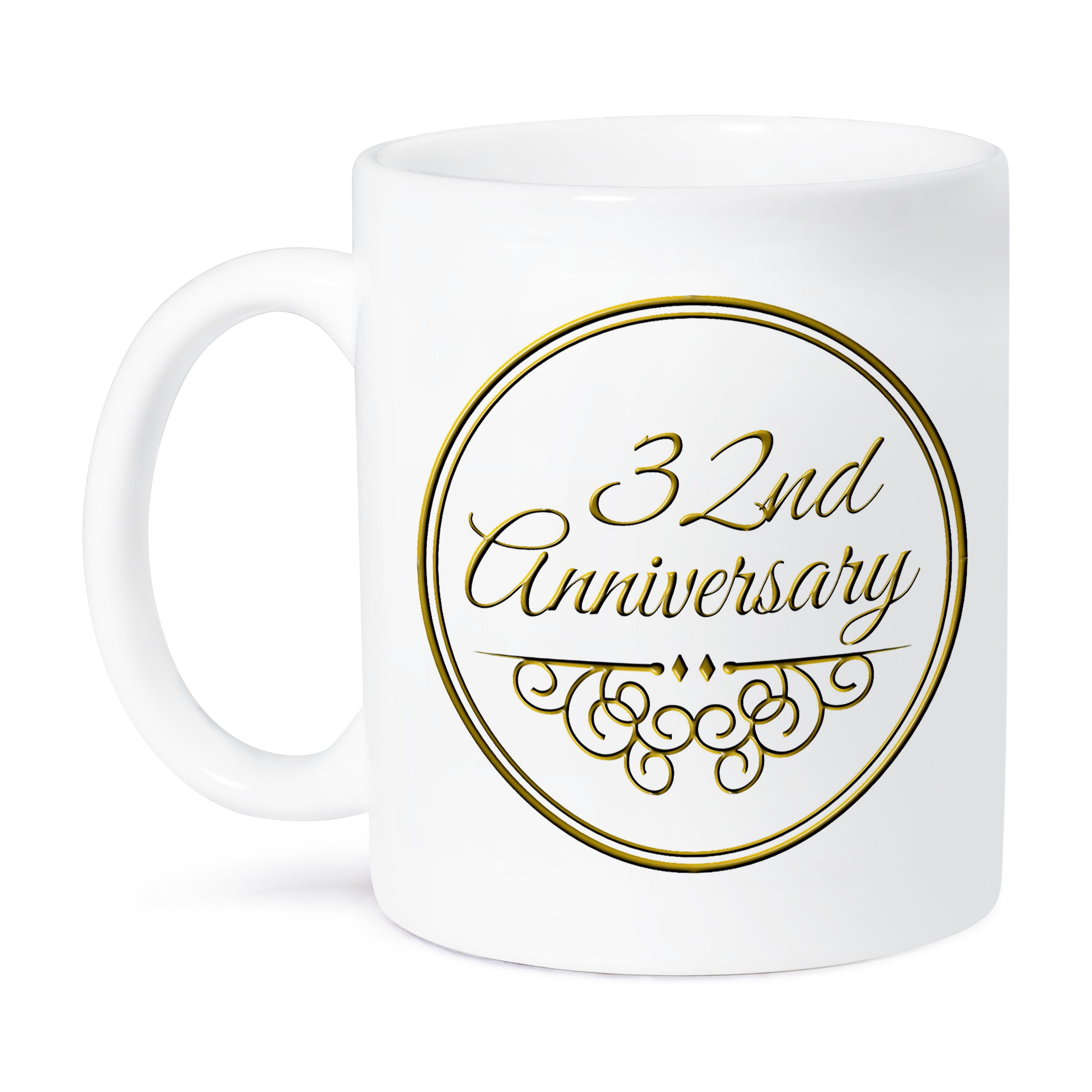 3dRose, Gift For 32nd Anniversary - Gold Text For Celebrating Wedding ...