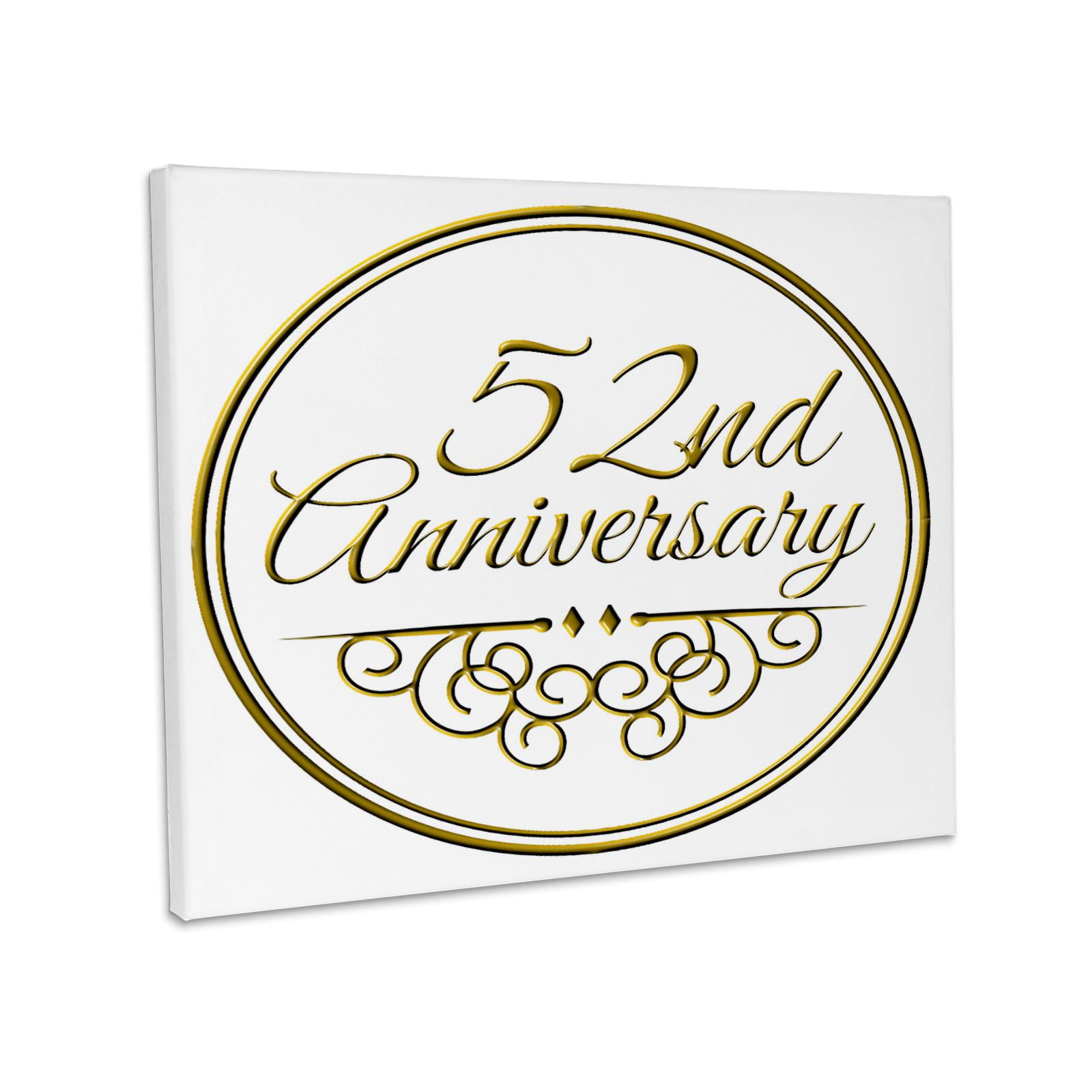 3dRose, Gift For 52nd Anniversary - Gold Text For Celebrating Wedding ...