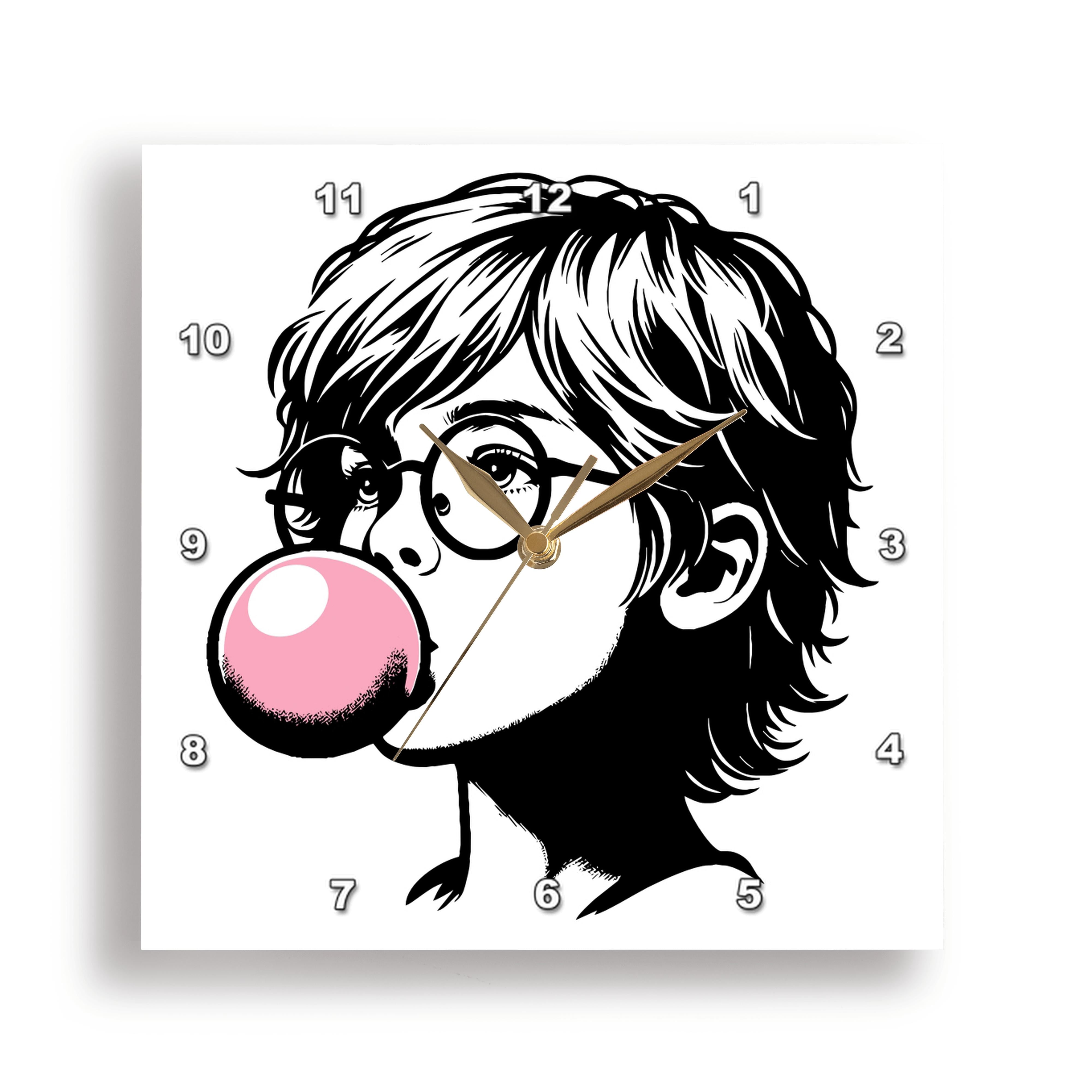 3dRose, Girl Blowing Pink Bubble Gum, 15x15 Wall Clock - Walmart.com