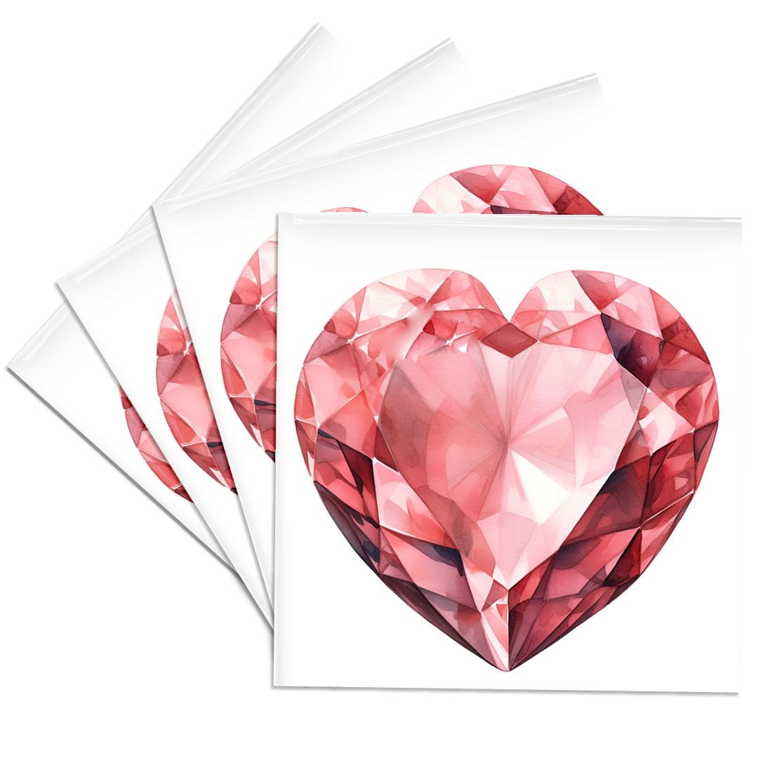 3dRose, Glam Red Image Of Watercolor Gem Heart Illustration, Set of 4 Ceramic Tile Coasters ...