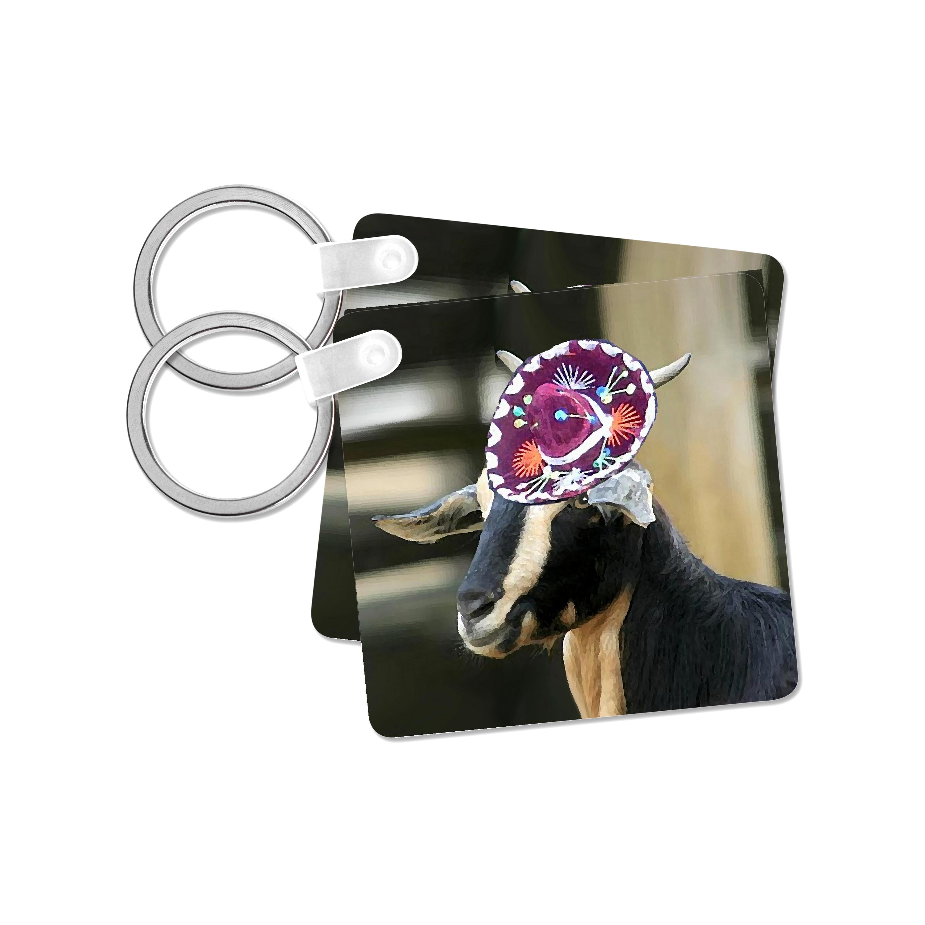 3dRose, Goat and Sombrero, set of 2 Key Chains - Walmart.com
