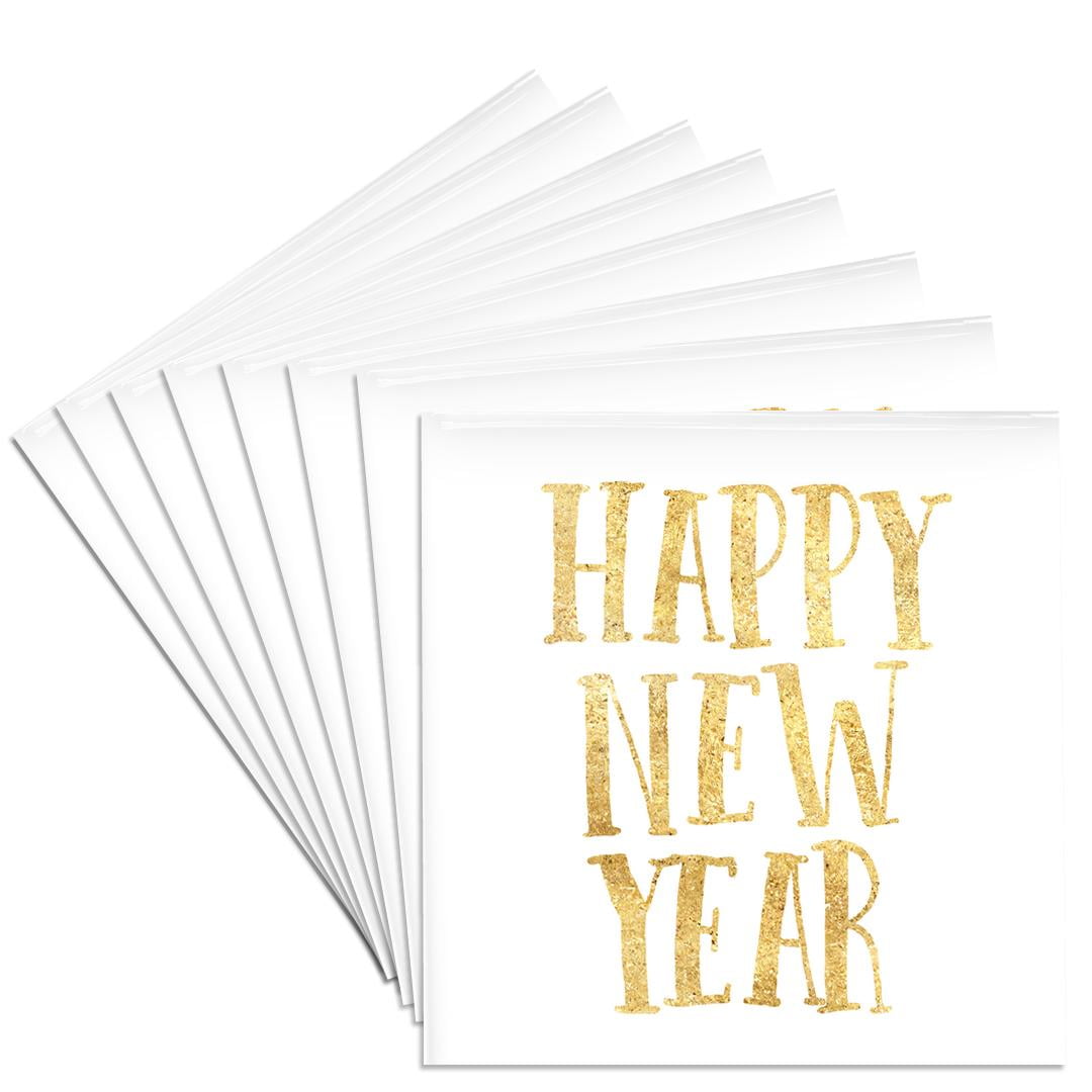 3drose, Gold Happy New Year, Set of 8 Ceramic Tile Coasters - Walmart.com
