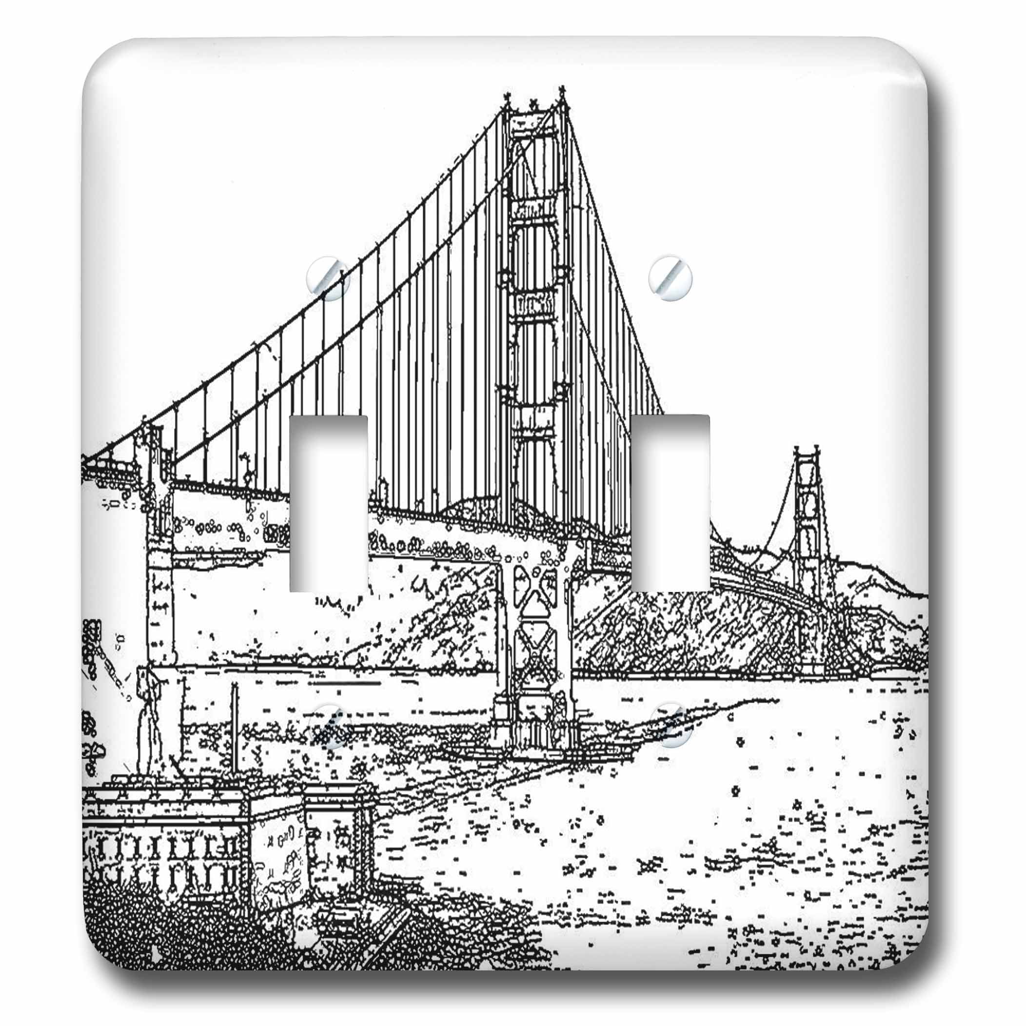 3dRose, Golden Gate Bridge San Francisco Line Art, double toggle switch ...