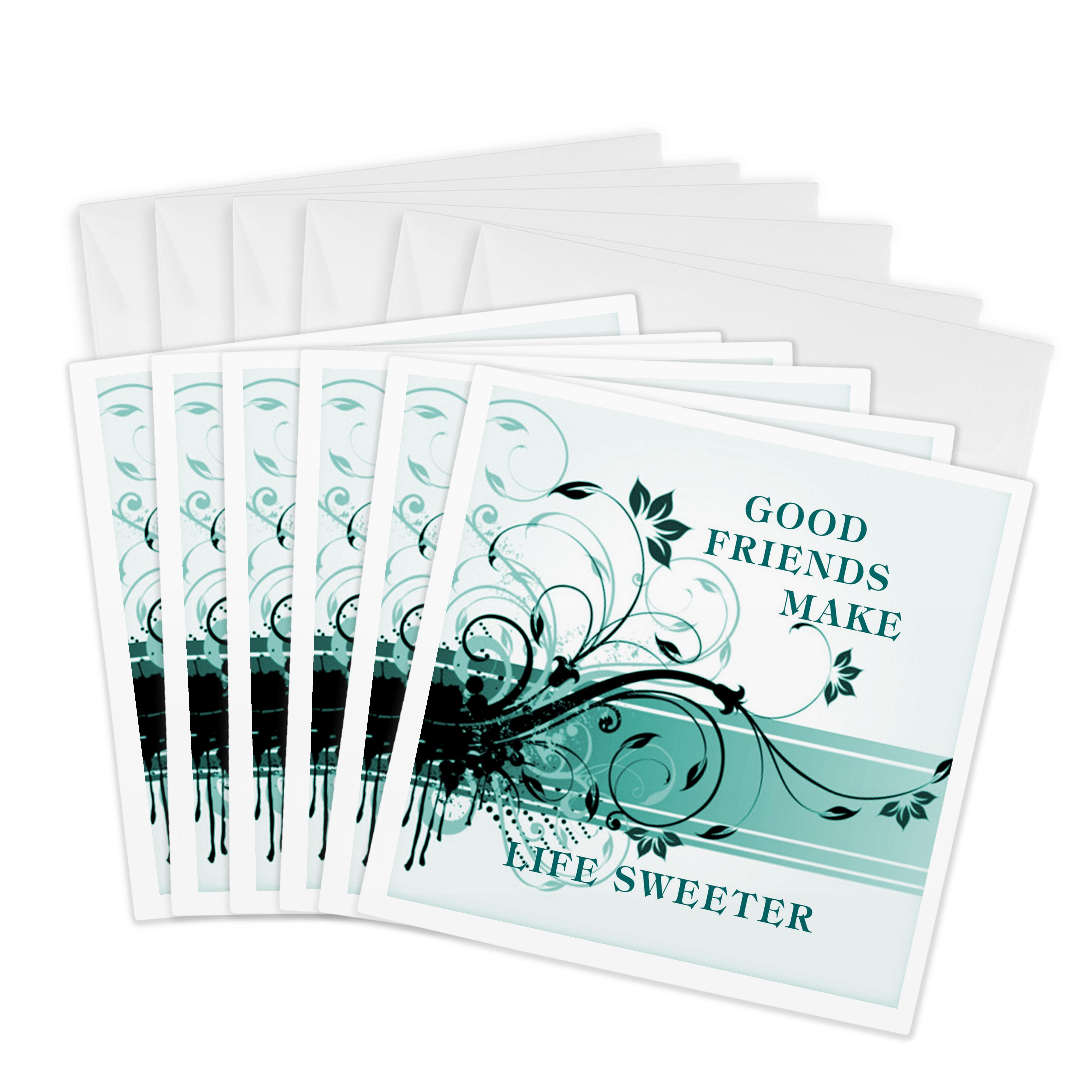 3drose, Good Friends Make Life Sweeter, 6 Greeting Cards with Envelopes ...
