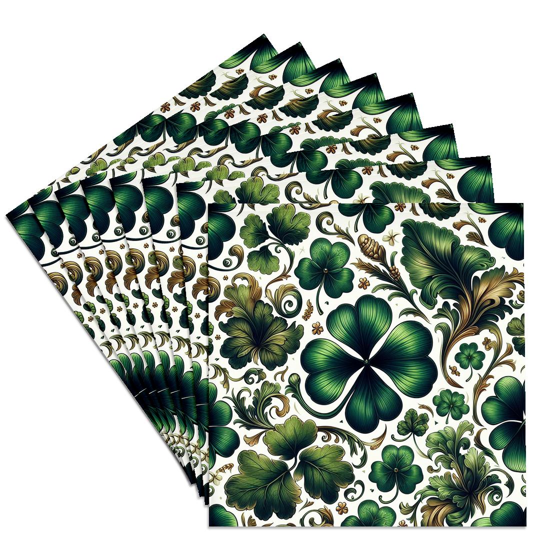 3drose, Good Luck Quatrefoil Shamrock or Clover Pattern of Green, White ...