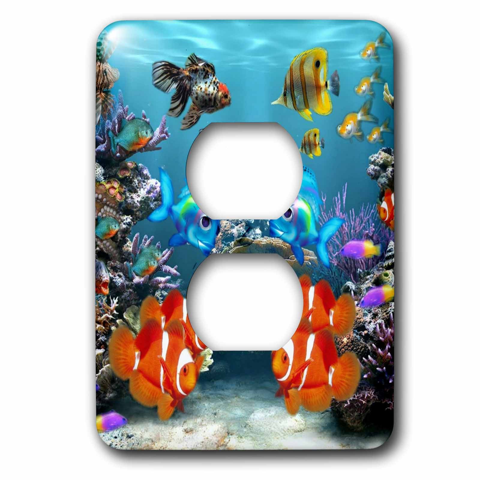 3dRose Graphic Design of Aquarium Style - 2 Plug Outlet Cover - Walmart.com