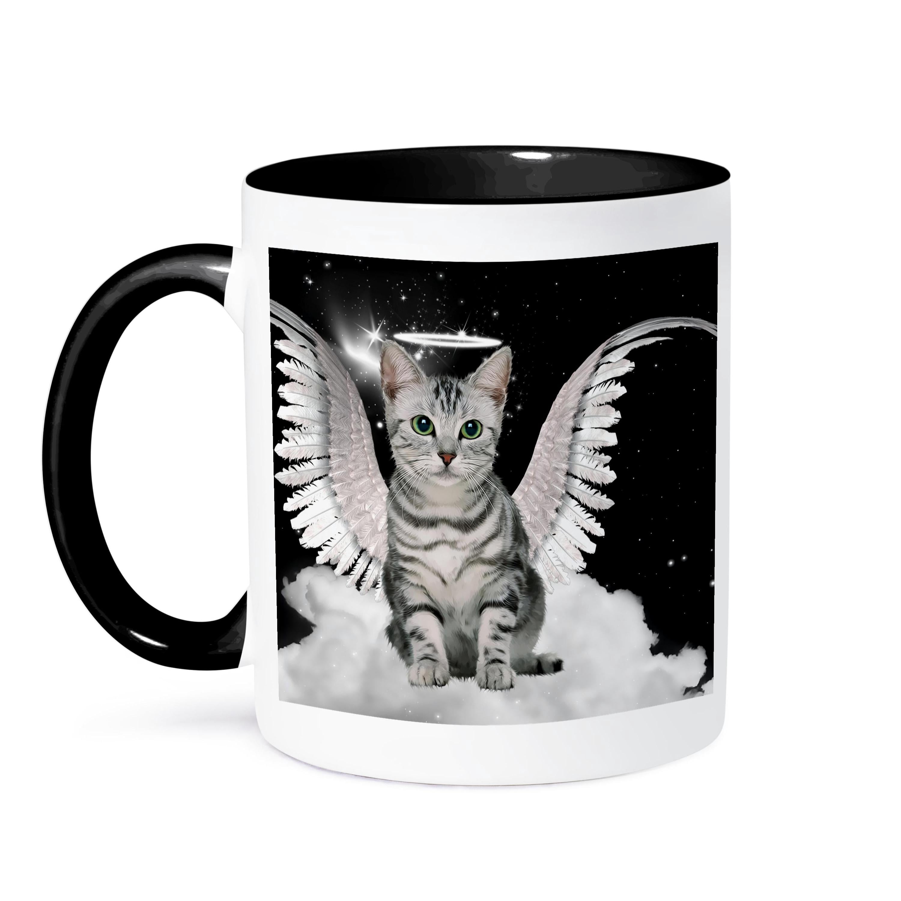3dRose, Gray Tabby Cat Angel Sitting on a Cloud with a cute Halo and ...