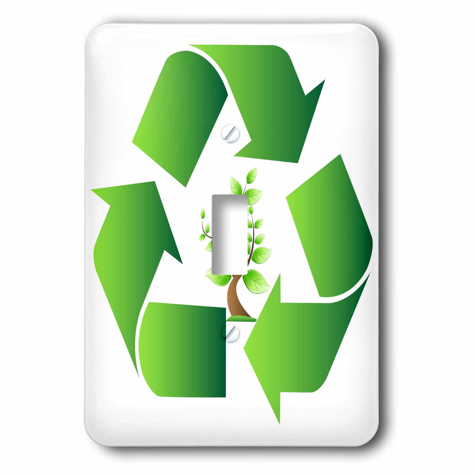 3dRose, Green Recycle Symbol With A Tree In The Center, single toggle ...